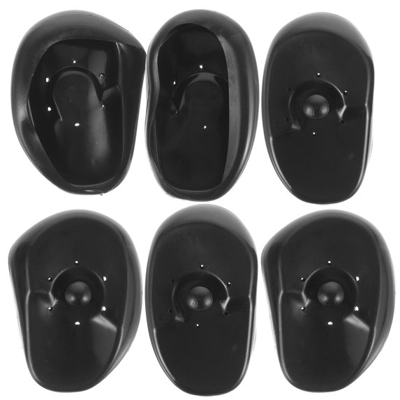 SWETRACE Hairdressing Ear Cover 6Pcs Black Soft Gelatinous Plastic Oval ...