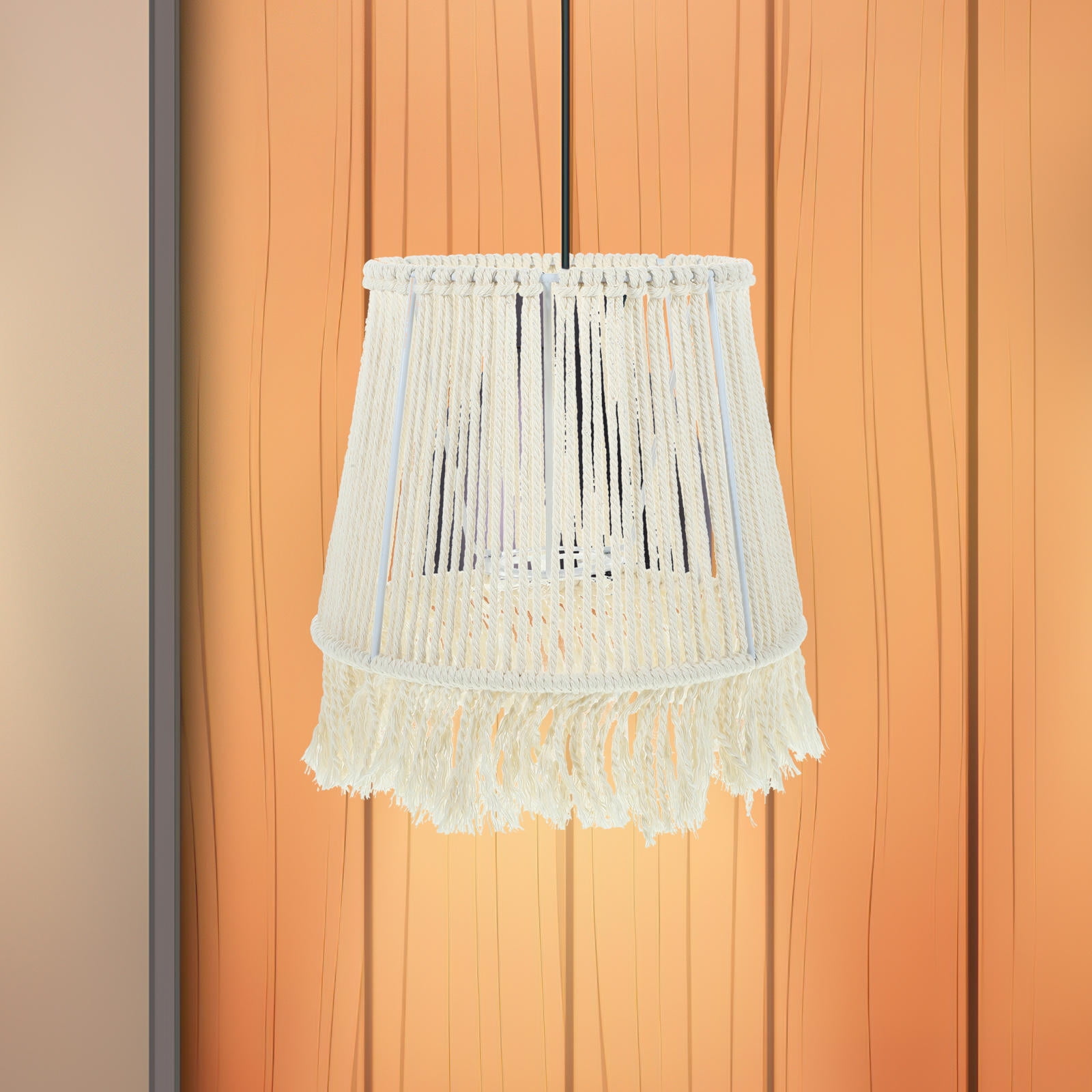 SWETRACE Woven Lamp Shades White Cotton Rope 1Pcs 7.9X7.7X7.7In ...