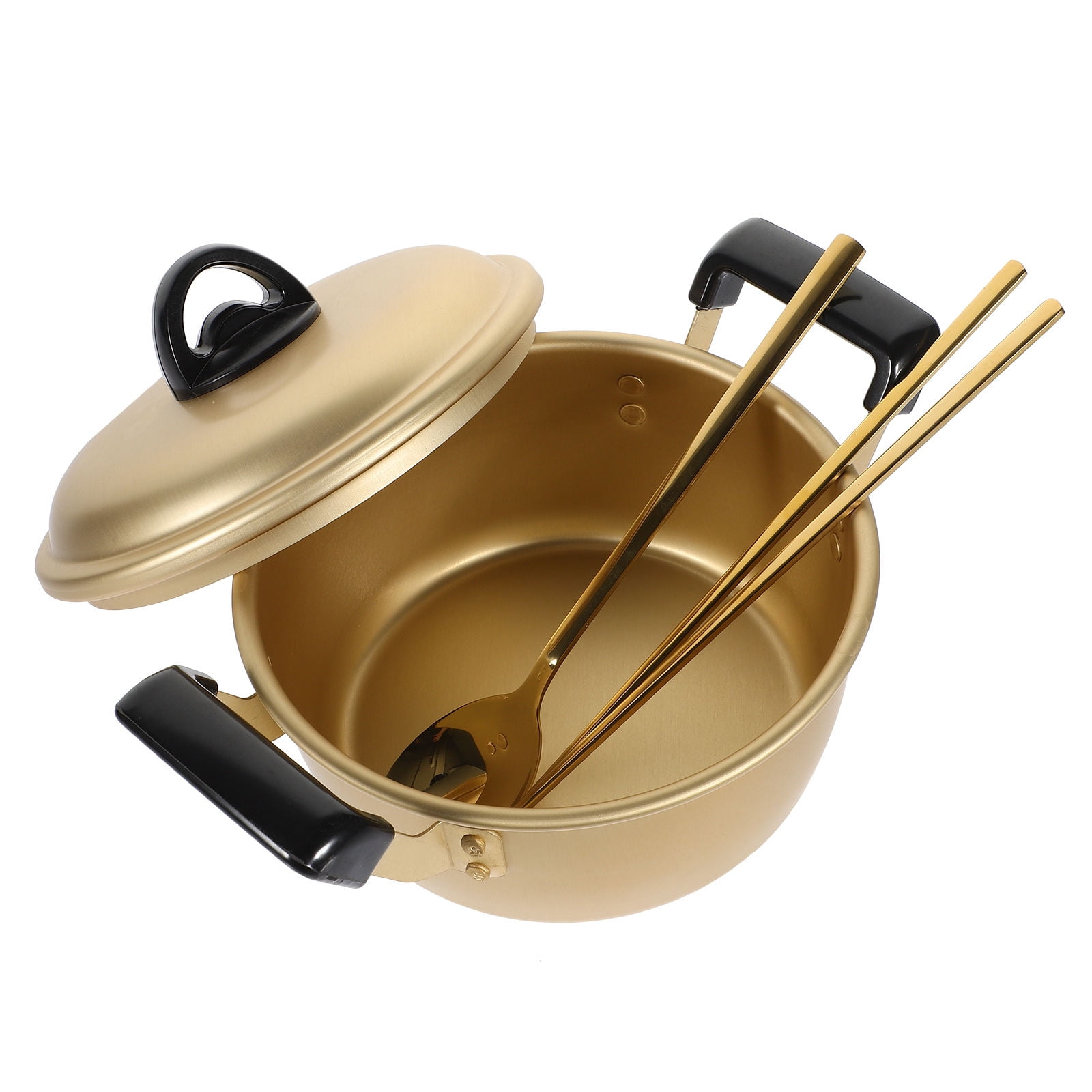 SWETRACE Metal Ramen Cooking Pot with Lid Aluminum Cooking Golden 1 Set ...