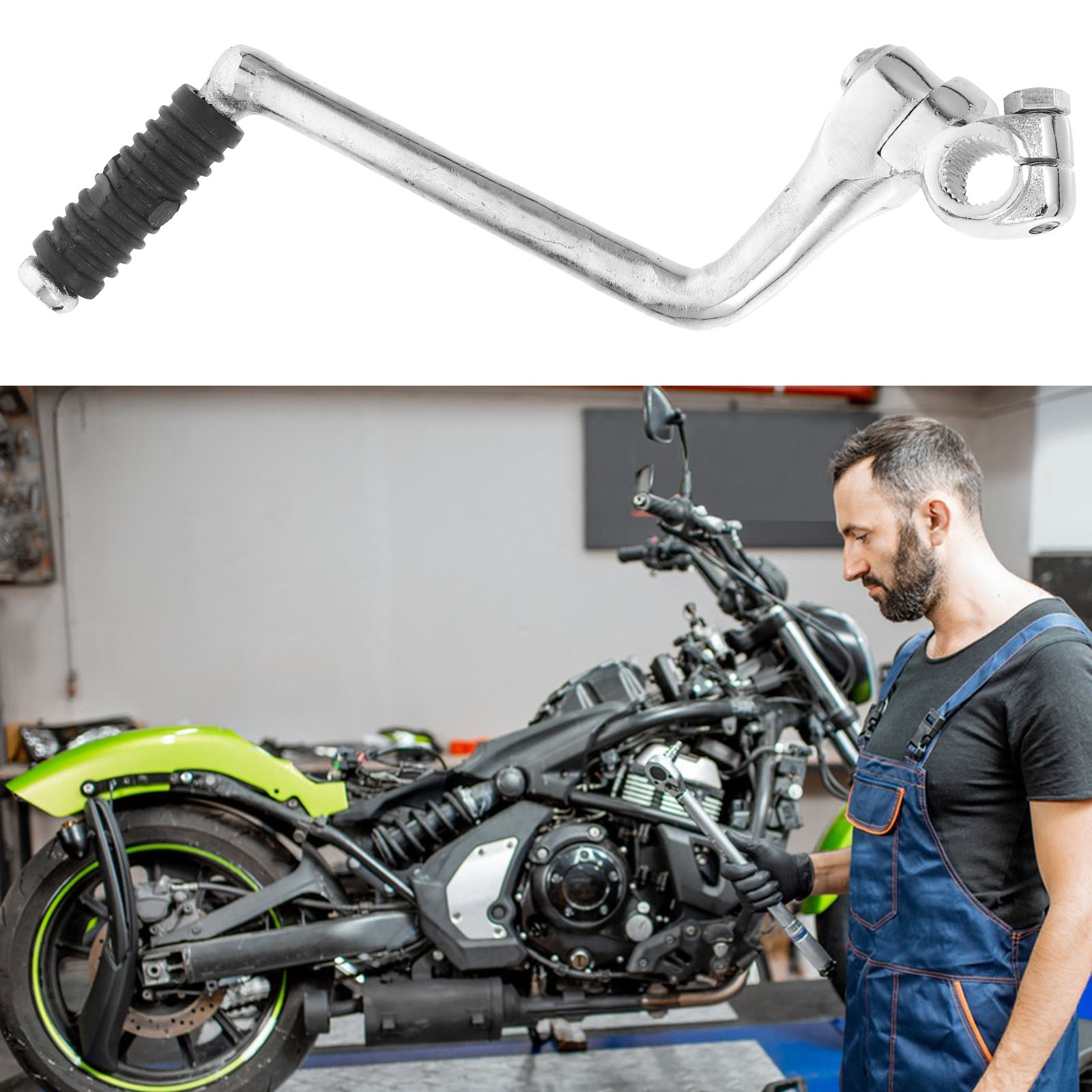 SWETRACE Motorcycle Gear Shift Lever 1Pack Silver Steel Rubber for ...