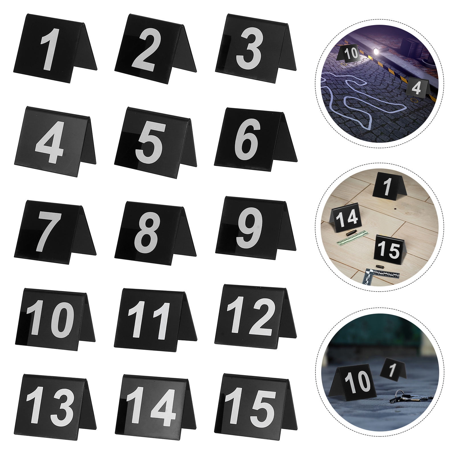 SWETRACE Number Table Signs 15Pcs V-Shaped Acrylic for Crime Scene ...