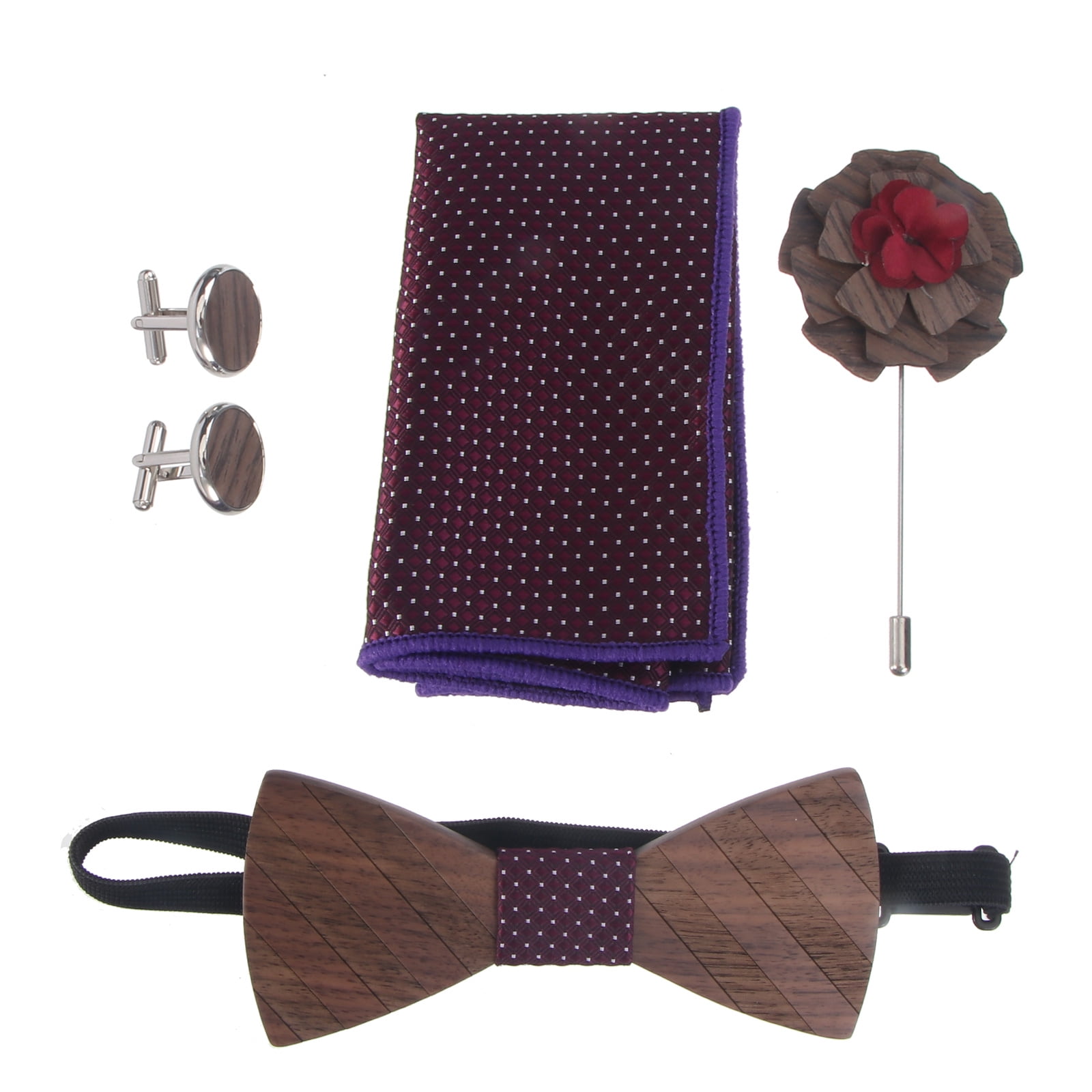 SWETRACE Purple Classic Bow Tie Set for Decor Made with Synthetic ...