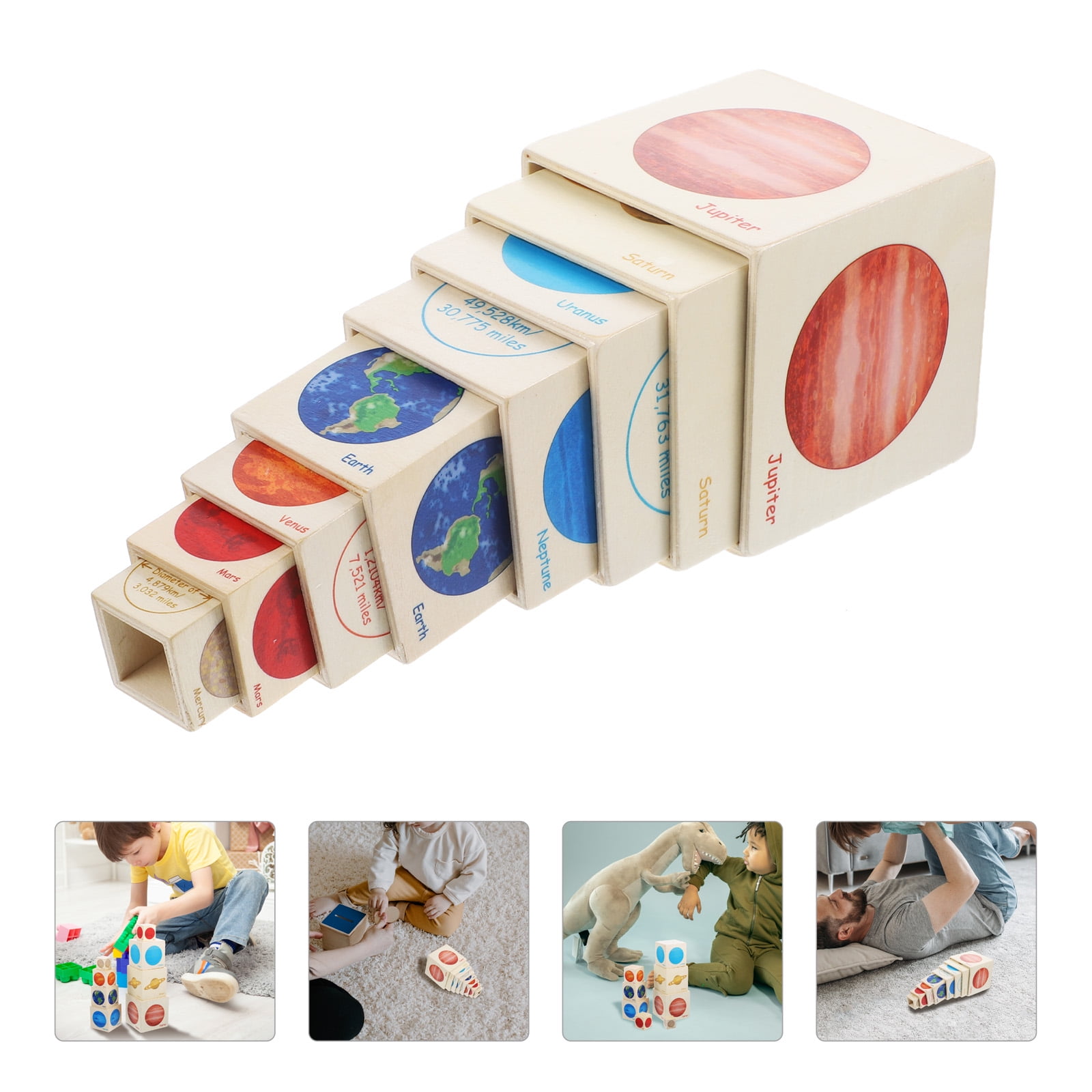 SWETRACE Solar System Blocks 1Set Wood Toy for Kids Planet Cognition ...