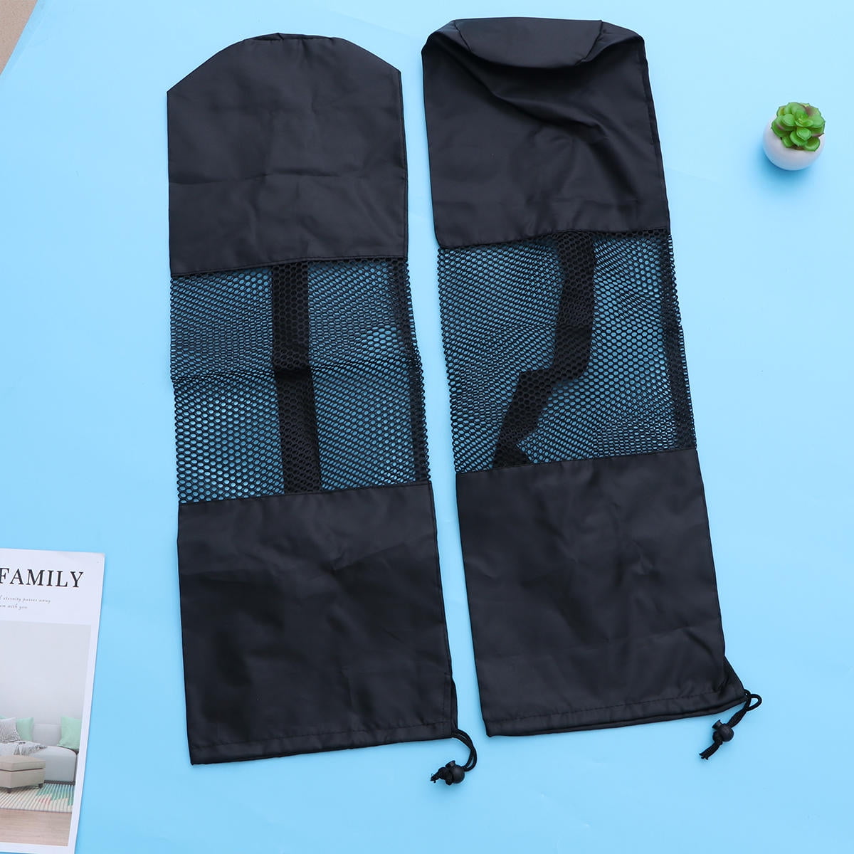 SWETRACE Yoga Mat Storage Bag 2Set Black Cloth with Half Mesh and Foldable Feature for Exercise ...