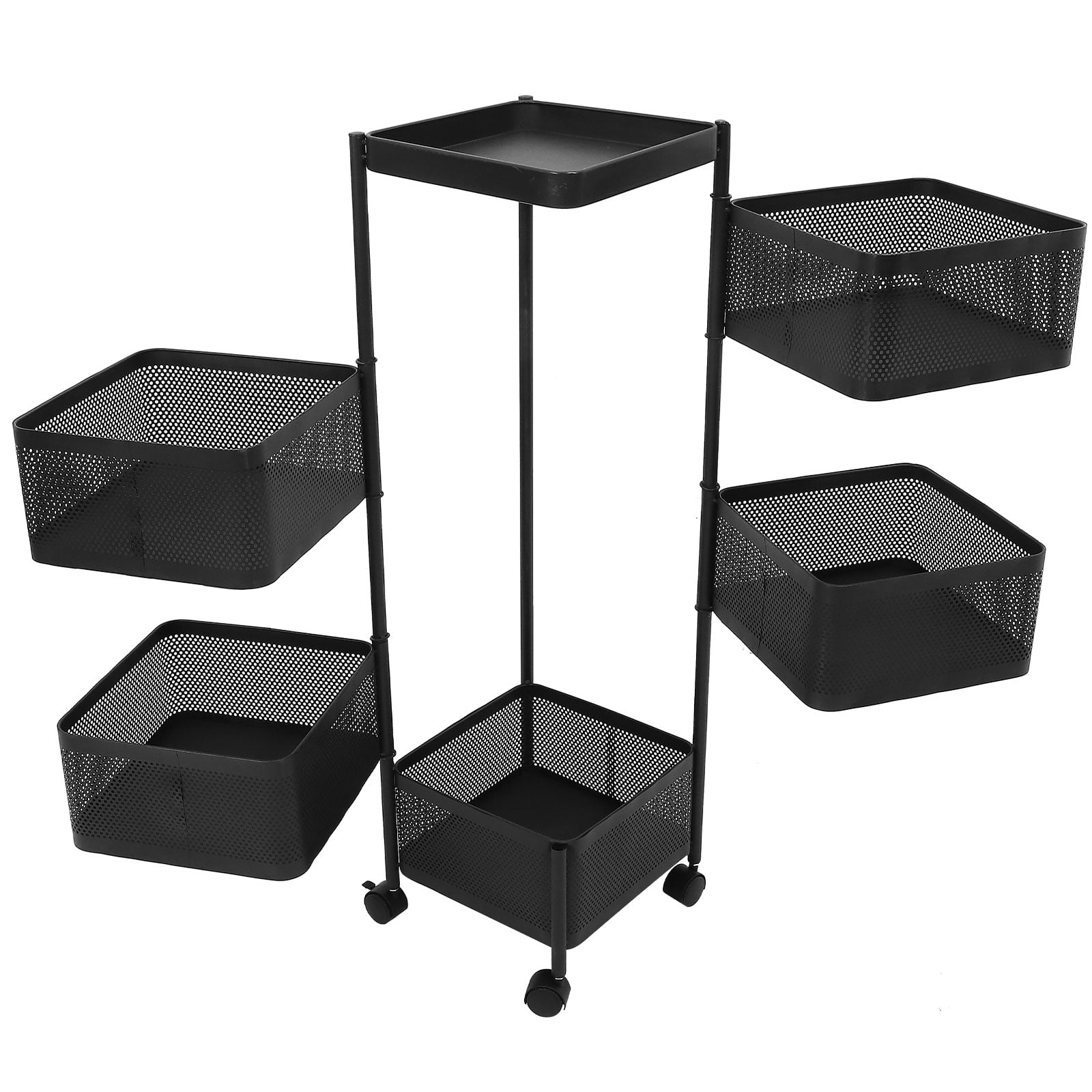 SWETRACE rotatable storage basket Kitchen Rotating Vegetable Rack Black ...