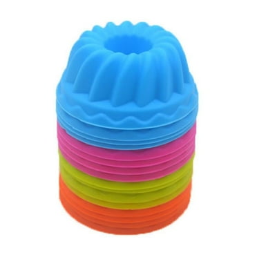 12 Pcs Mini Cake Pan, Silicone Cake Molds Nonstick Fluted Cake Pans For ...