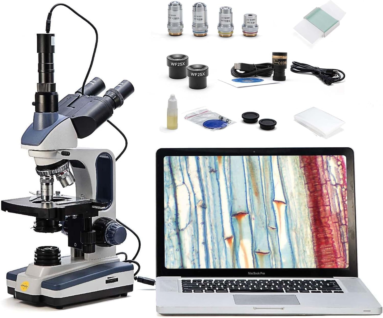 SWIFT SW350T Digital Trinocular Microscope, 1.3MP Camera, 6 ...