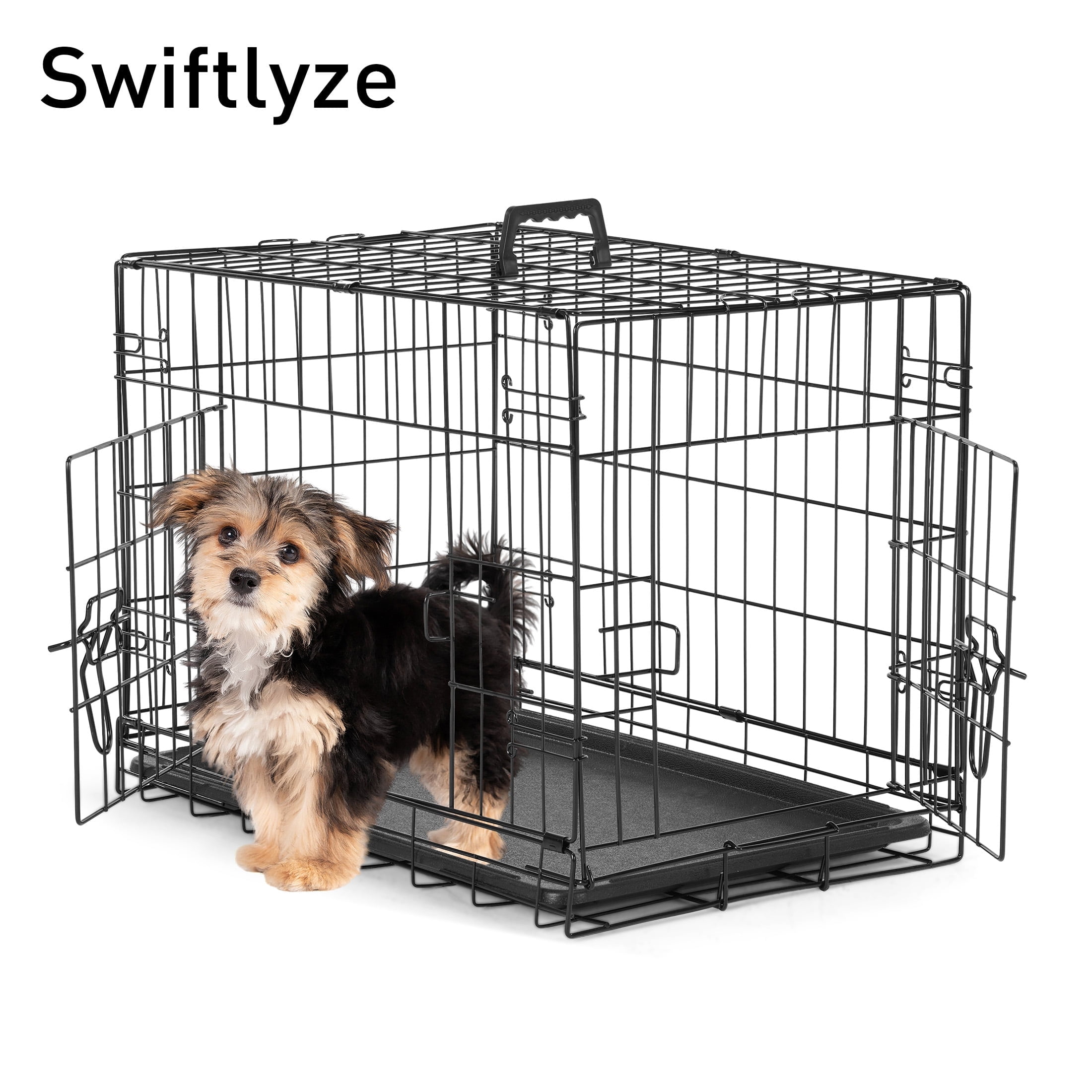 SWIFTLYZE 24" Portable Small Dog Cage, Double-Door Design – Cages for ...