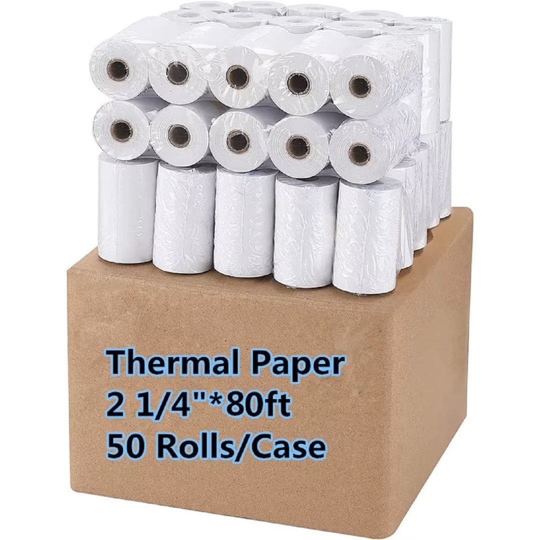 SWIHELP 2 1/4"x 80'Thermal Receipt Paper 50 Roll White for POS Printer ...