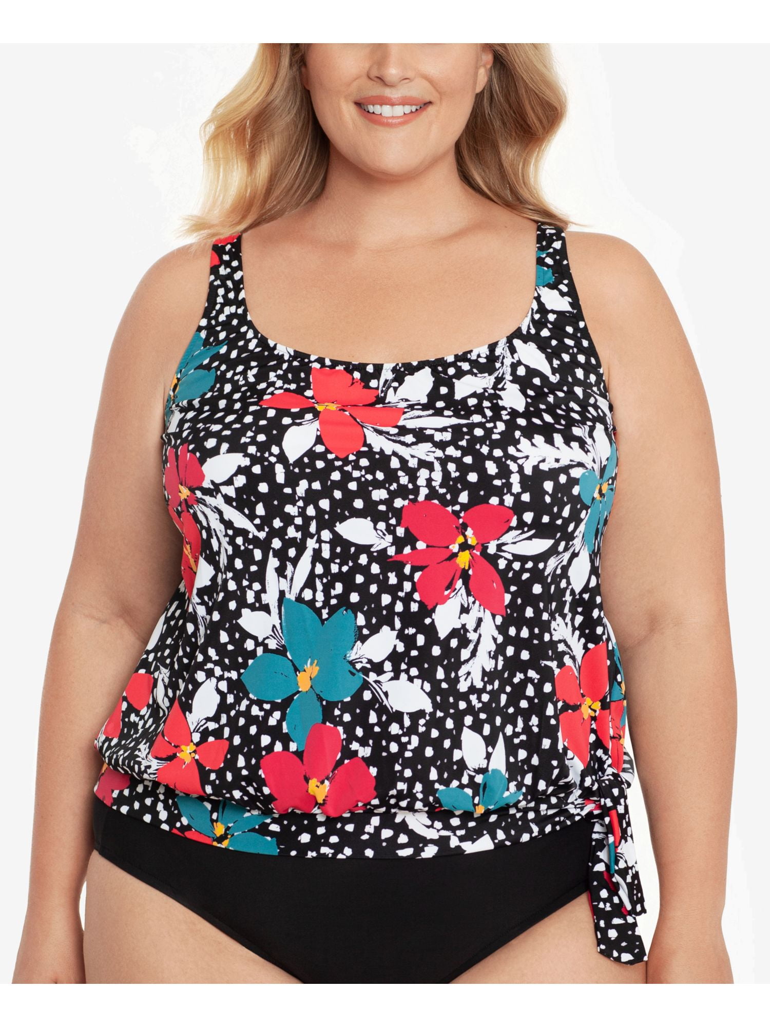 SWIM SOLUTIONS Women's Multi Color Floral Stretch Full Bust Support ...