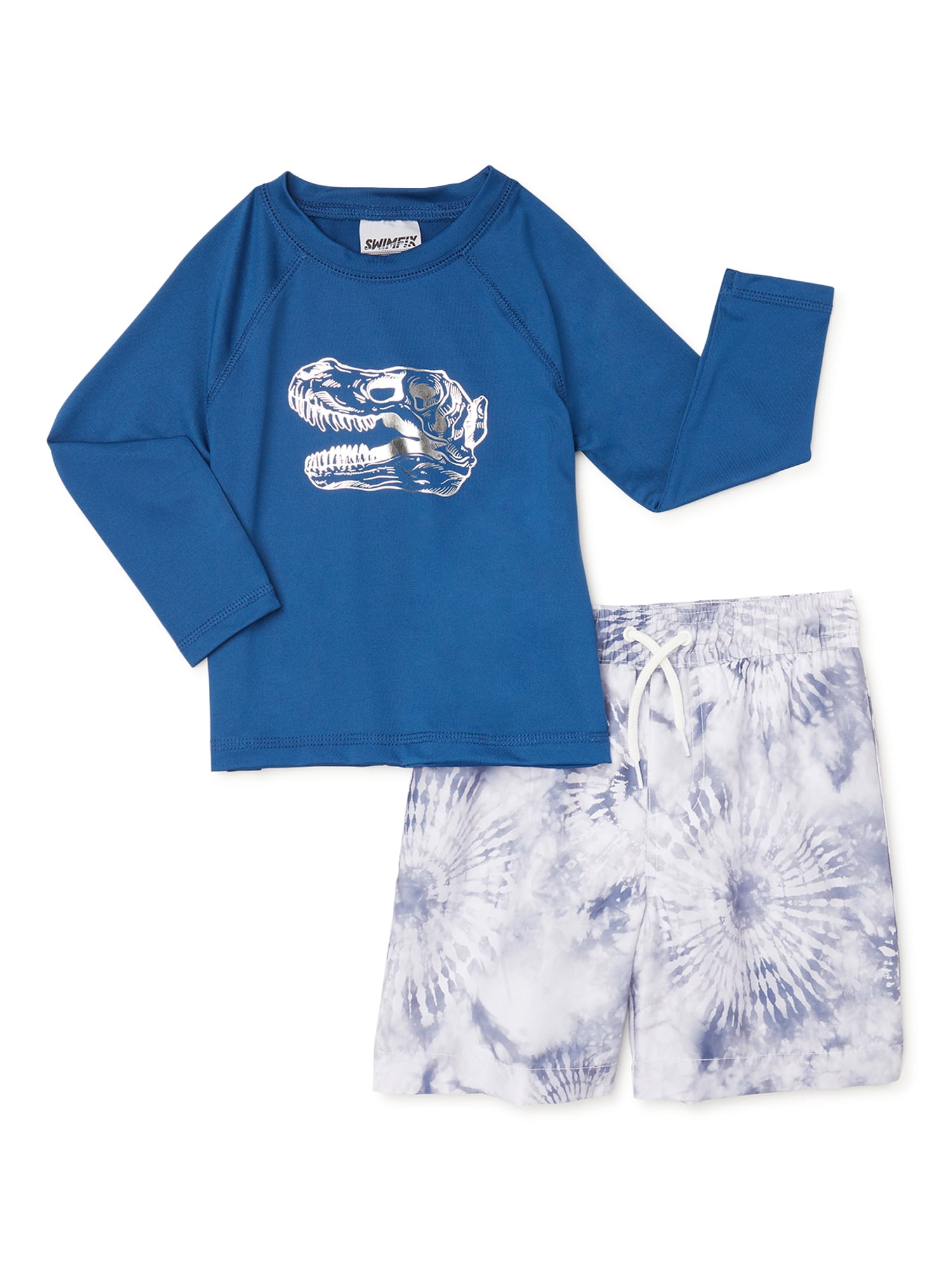 SWIMFIX Boys Long Sleeve Rashguard and Swim Trunks Set, 2-Piece, Sizes ...