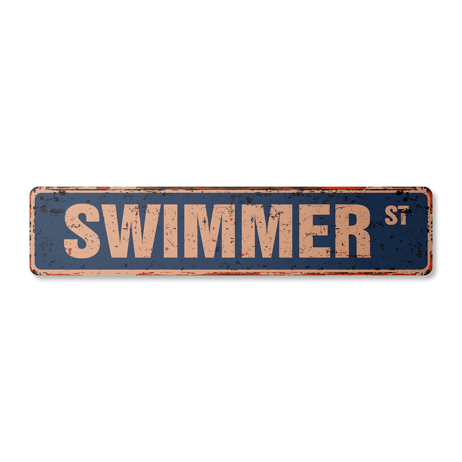 SWIMMER Vintage Aluminum Street Sign swimming lane pool team coach ...