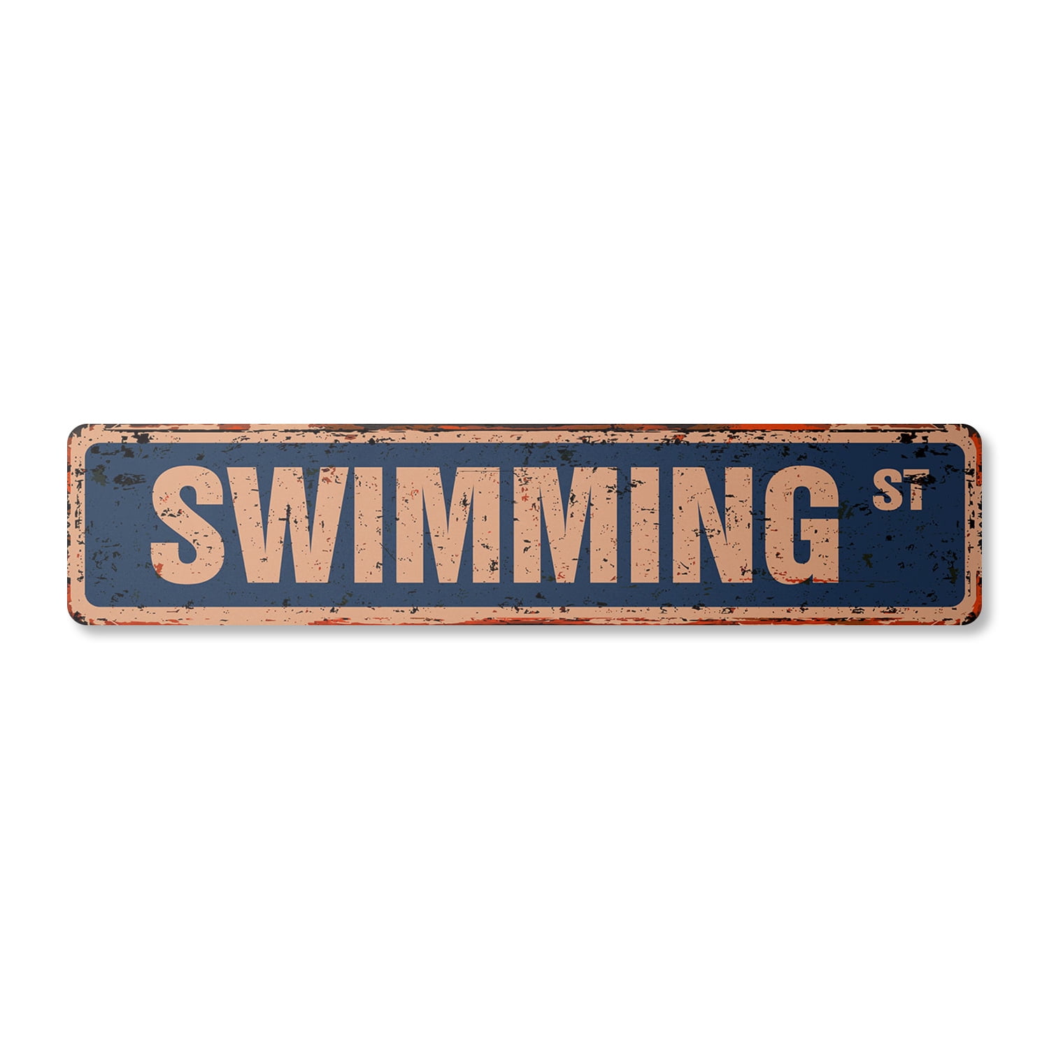 SWIMMING Vintage Plastic Street Sign swim fins swimmer suit trunks ...