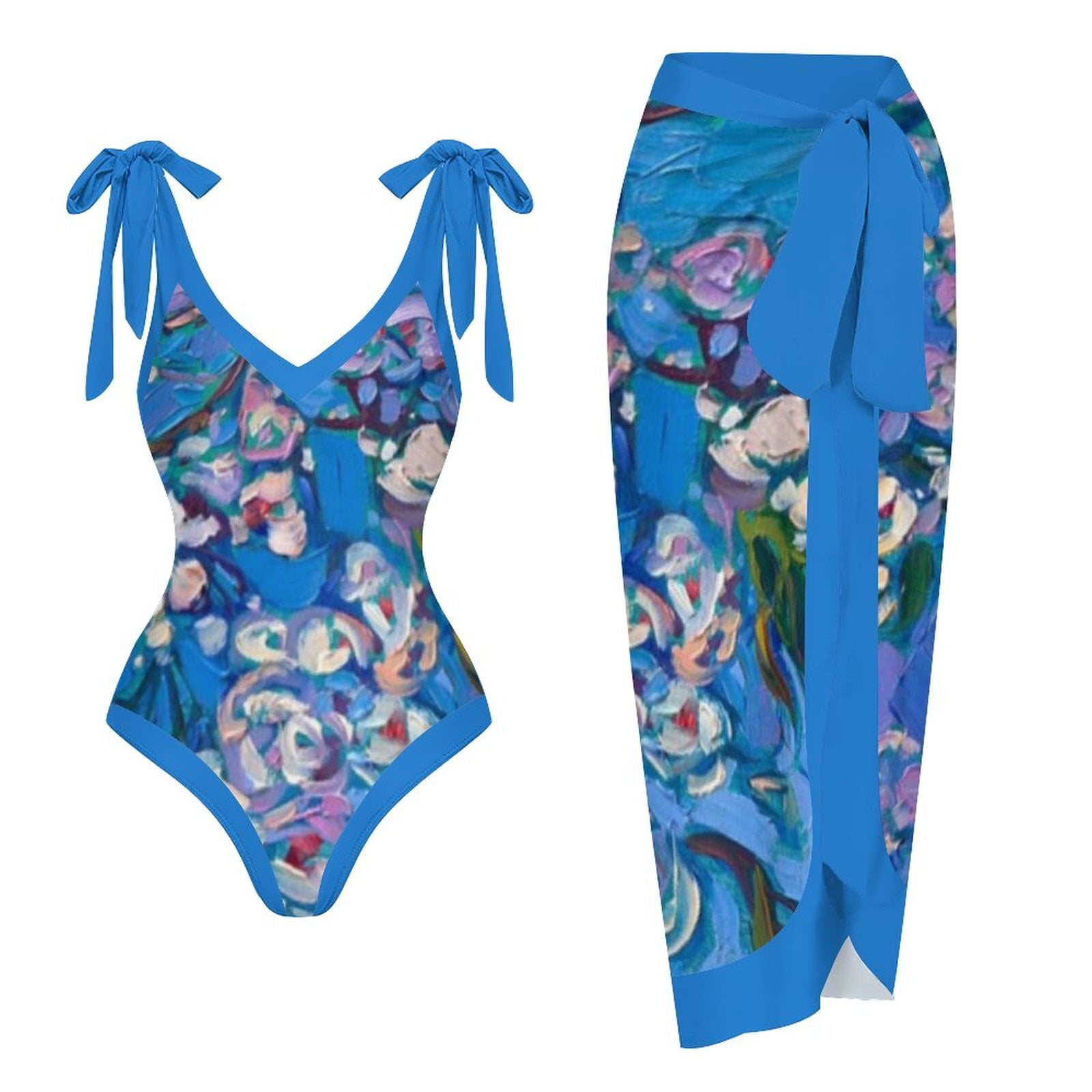 SWIMSHY One-piece V-Neck Women’s Swimsuit Abstract Impressionism Print ...