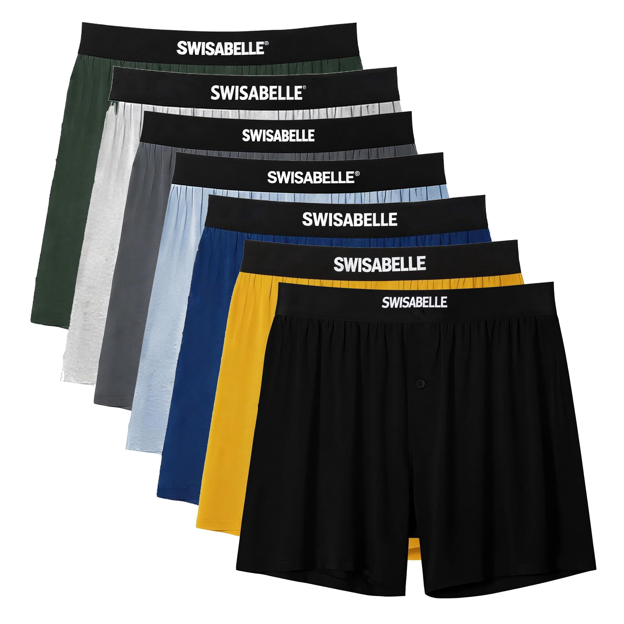 SWISABELLE 7 Pack Men Boxer Briefs Shorts Underwear Viscose from Bamboo ...