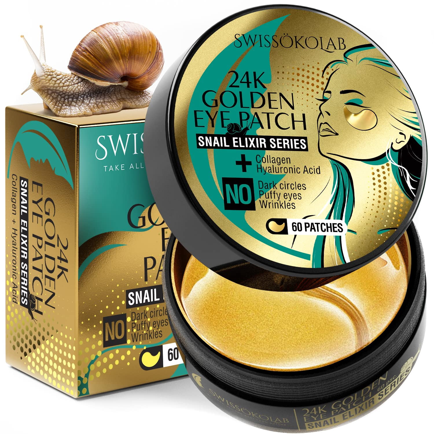 SWISSÖKOLAB Under Eye Patches AKF18 For Puffy Eyes 24k Gold Eye Mask ...