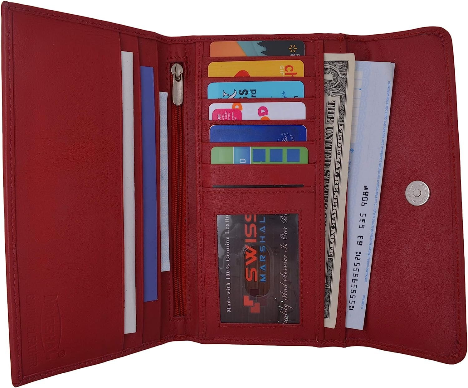 SWISS MARSHAL Ladies RFID Blocking Genuine Leather Long Clutch Credit ...