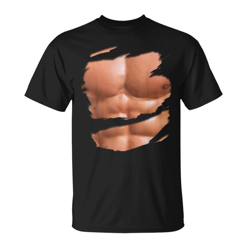 SPEEDRUN Fake Muscle Under Clothes Chest Six Pack Abs T-Shirt - Walmart.com