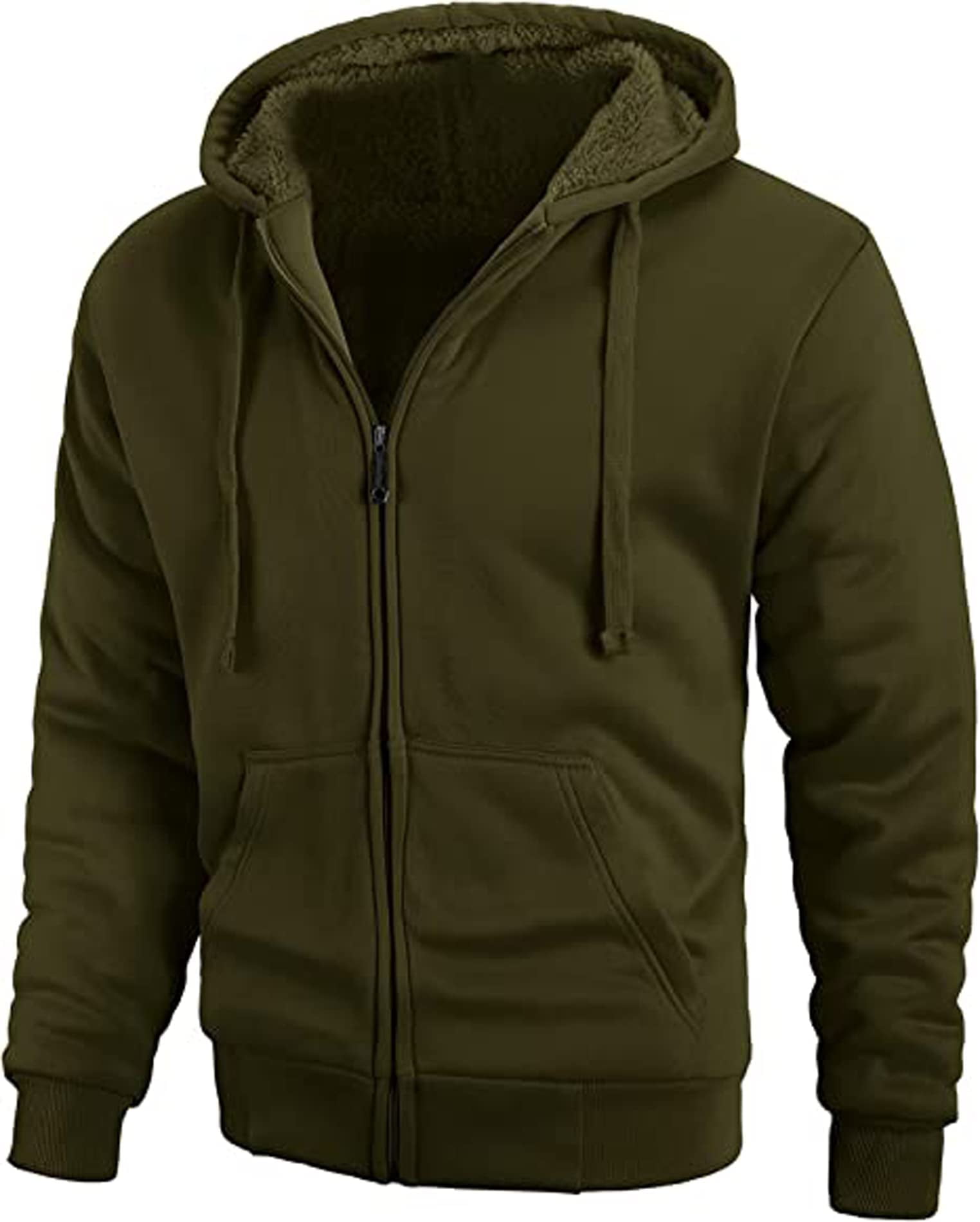 SWISSWELL Hoodie Men Zip Up Sherpa Lined Hoodie Mens Gray Zip Up Fuzzy ...