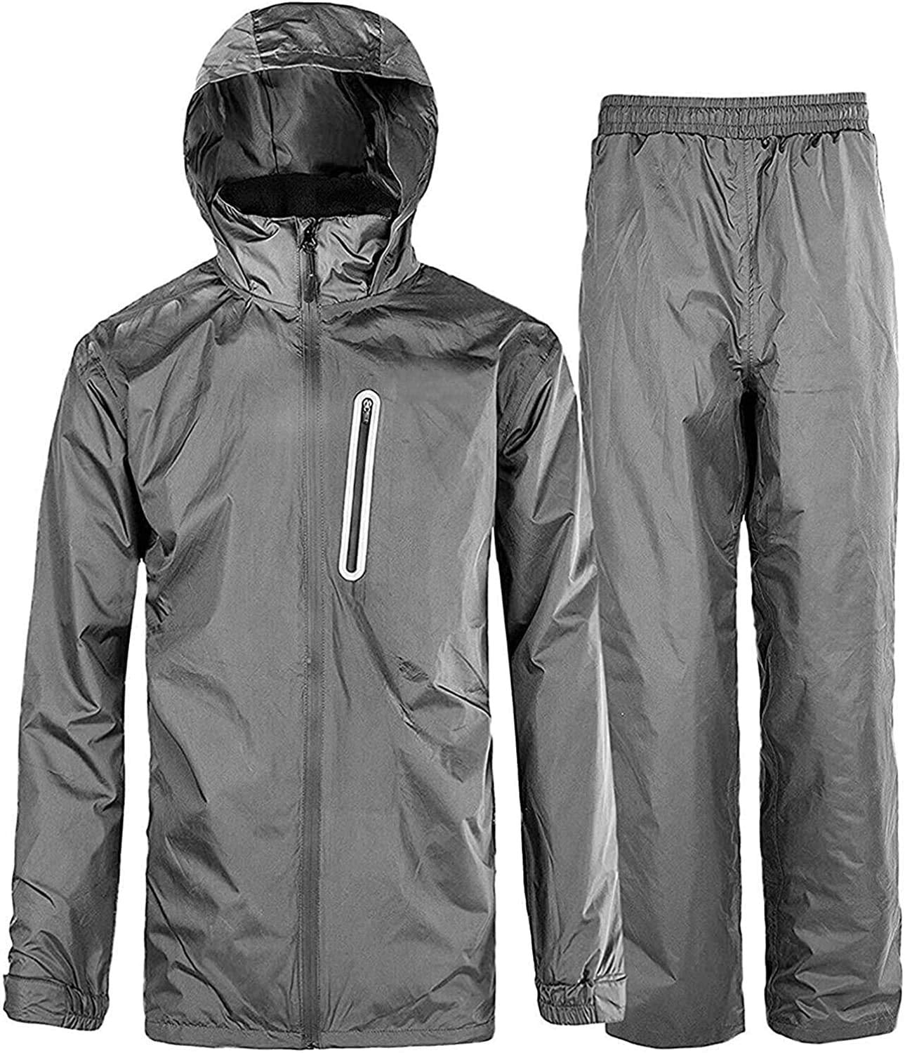 Swisswell Mens Rain Suit Waterproof Hooded Raincoat Jacket For Men Snow Suit Windbreaker