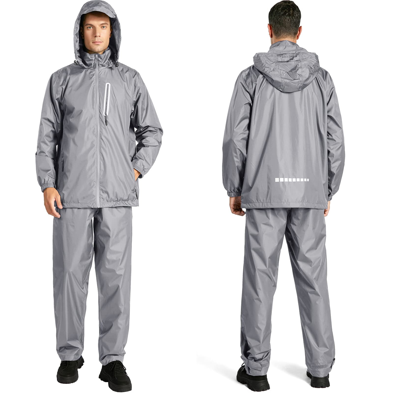 SWISSWELL Men's Rain Suit Waterproof Hooded Raincoat Jacket for Men ...