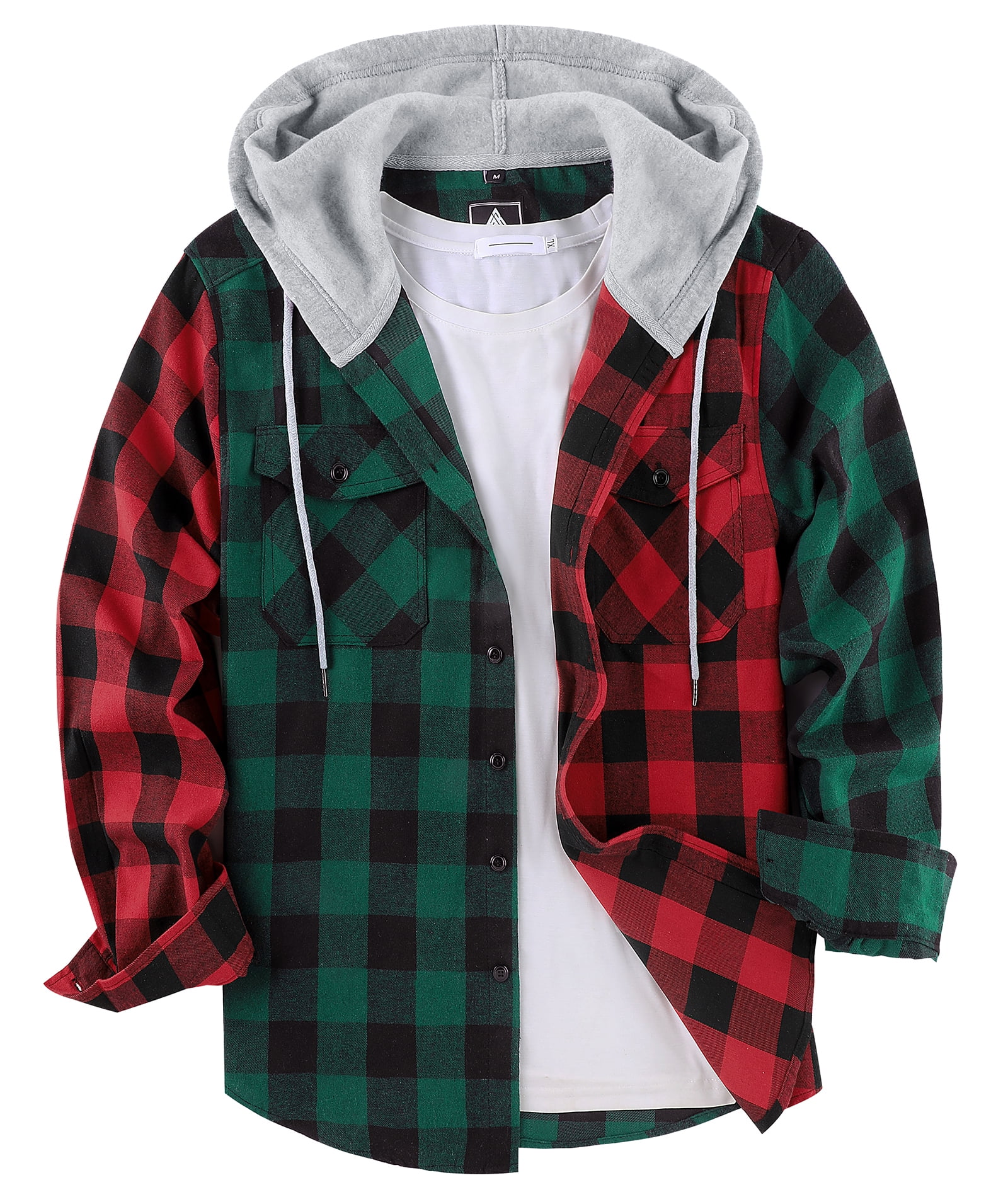SWISSWELL Mens Flannel Hoodie Shirts Casual Long Sleeve Hoodie Shirt ...
