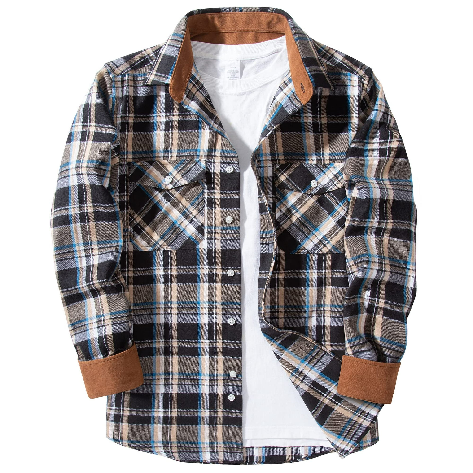 SPEEDRUN Mens Flannel Plaid Shirts Casual Button Down Flannel Plaid ...