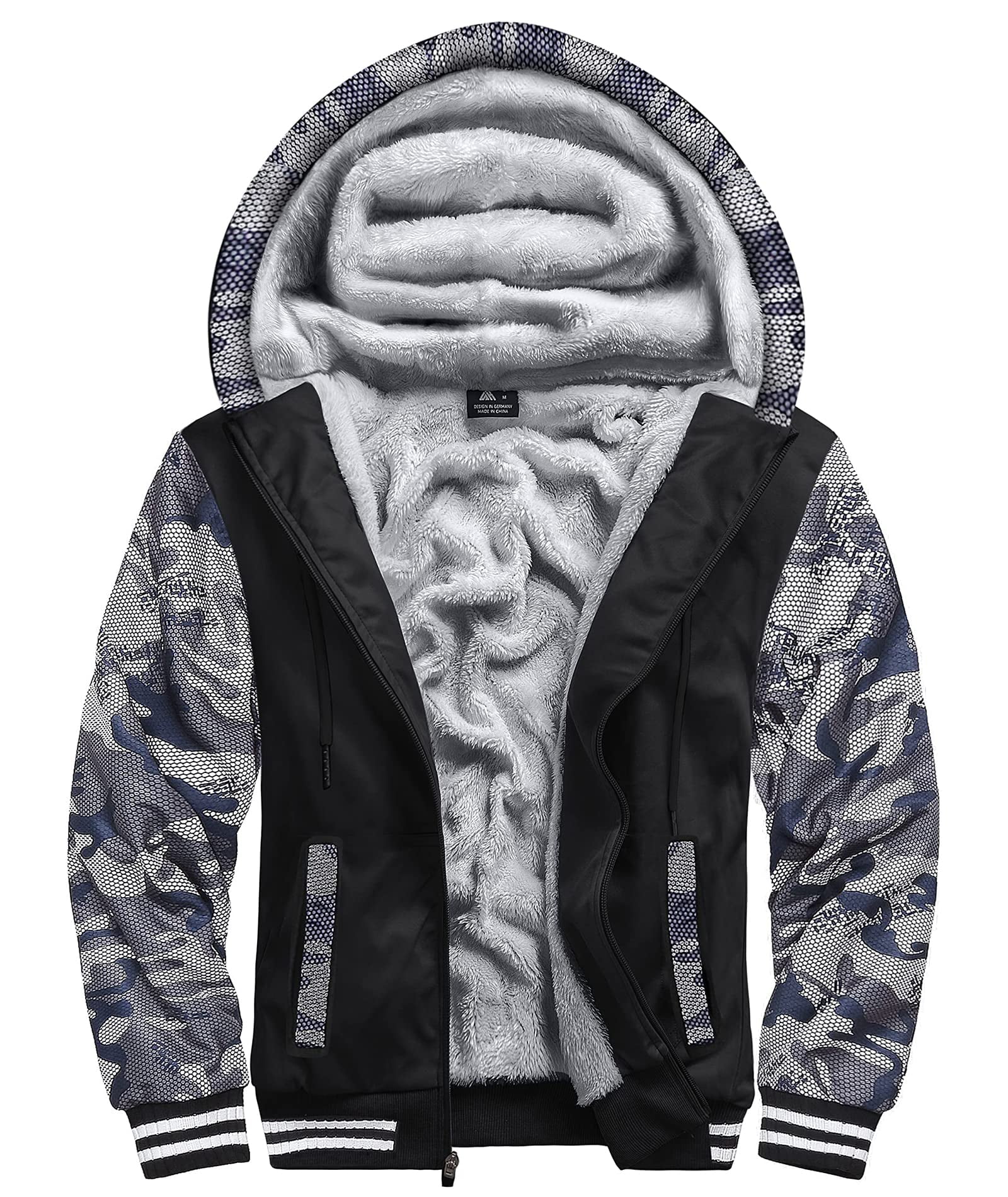 SWISSWELL Men's Casual Winter Coat with Hood, Zip Up Fleece Jacket ...