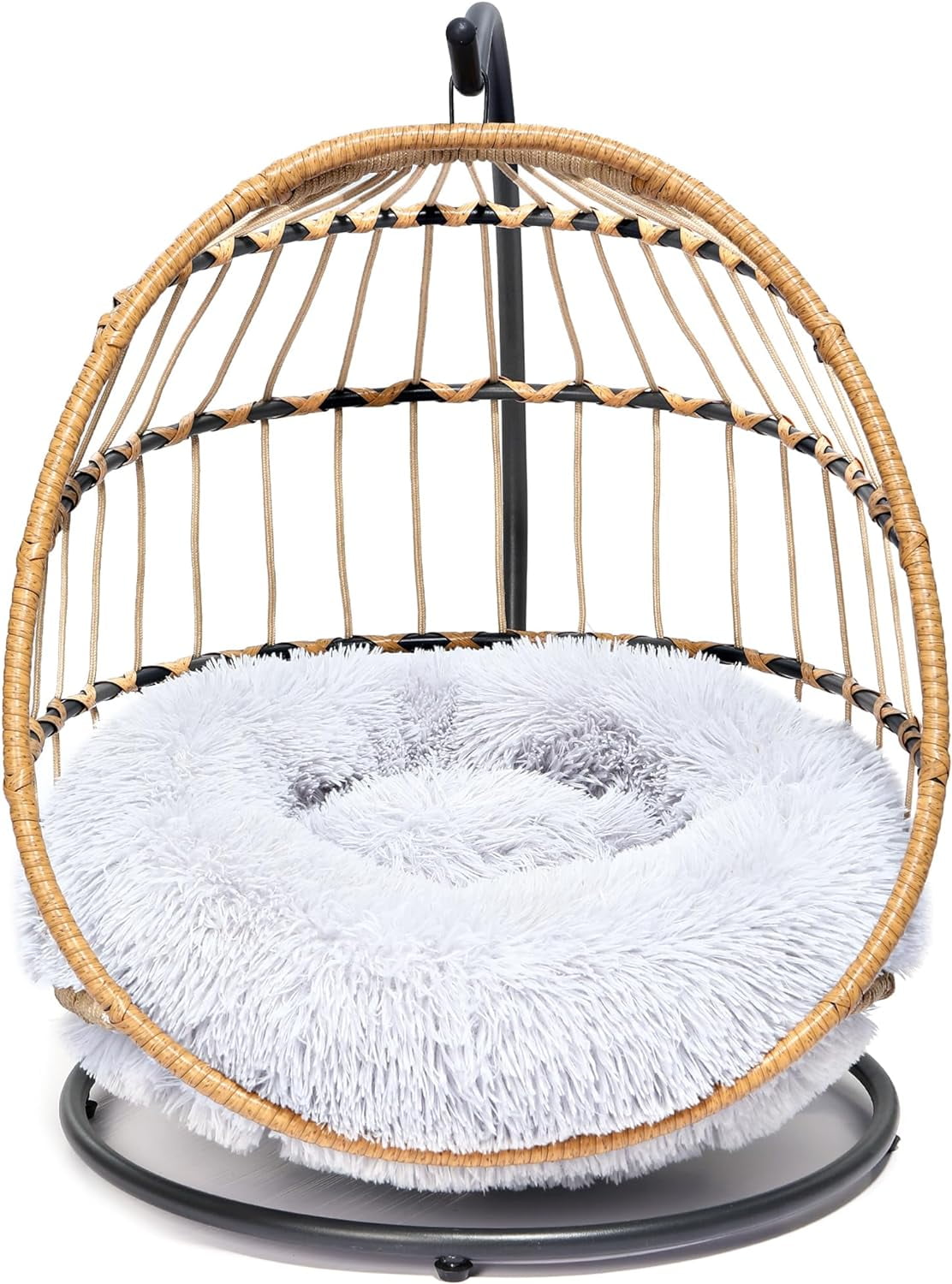 SWITTE Cat Bed Pet Egg Chair Hanging Swing Bed Hand Made Rattan Hammock ...