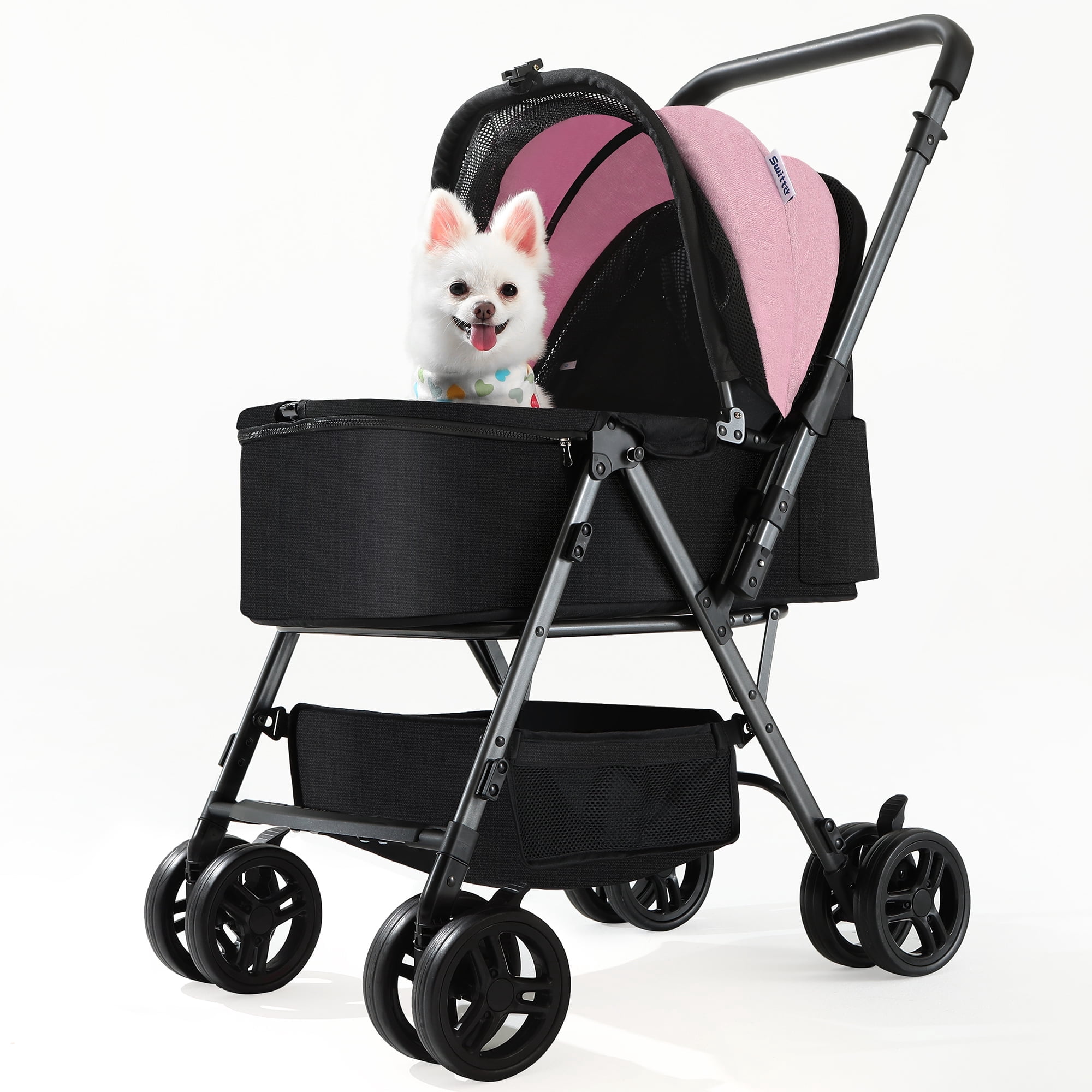 SWITTE Dog Stroller for Small Medium Dogs, Foldable Cat Pet Stroller ...