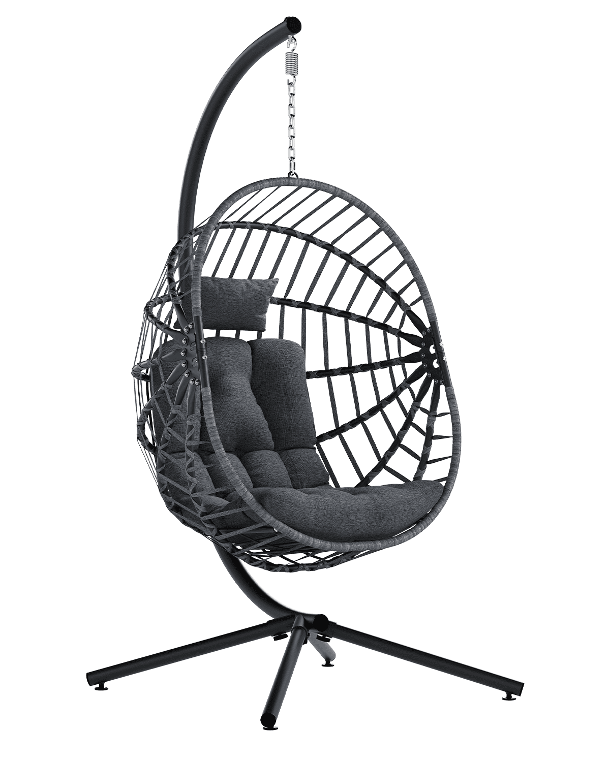 SWITTE Hanging Egg Chair with Stand, Outdoor Swing Egg Chair, Indoor ...