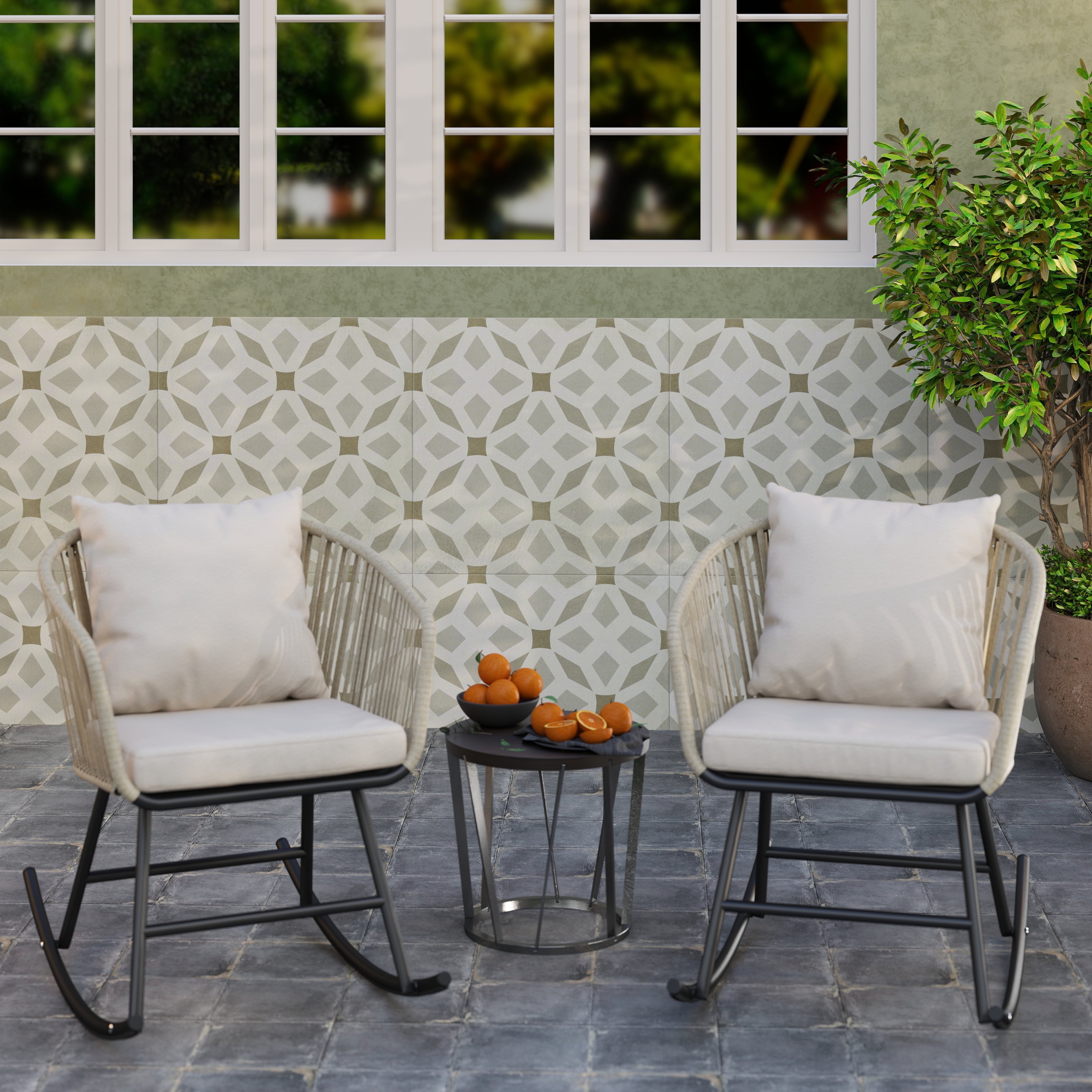 SWITTE Modern Rocking Chair Set of 2, Metal Accent Rocker Chair with ...