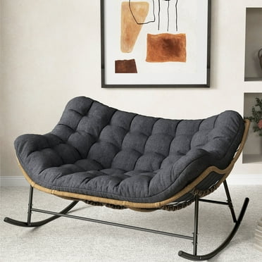 Gymojoy Outdoor Wicker Rocking Lounge Chairs with Swivel Base (Set of 2 ...