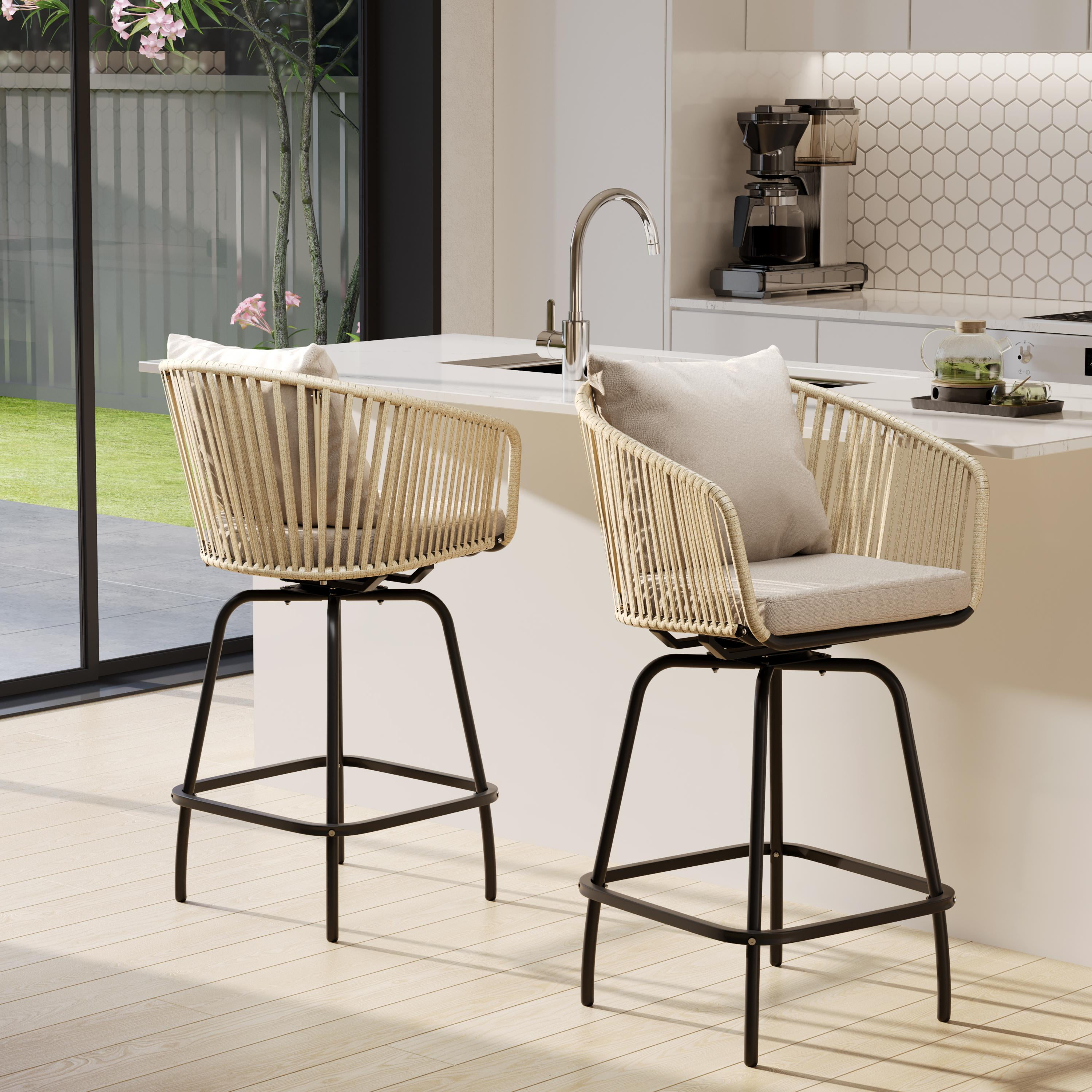 SWITTE Swivel Bar Stools Set of 2, 31 inch Counter Height Stools, Back ...