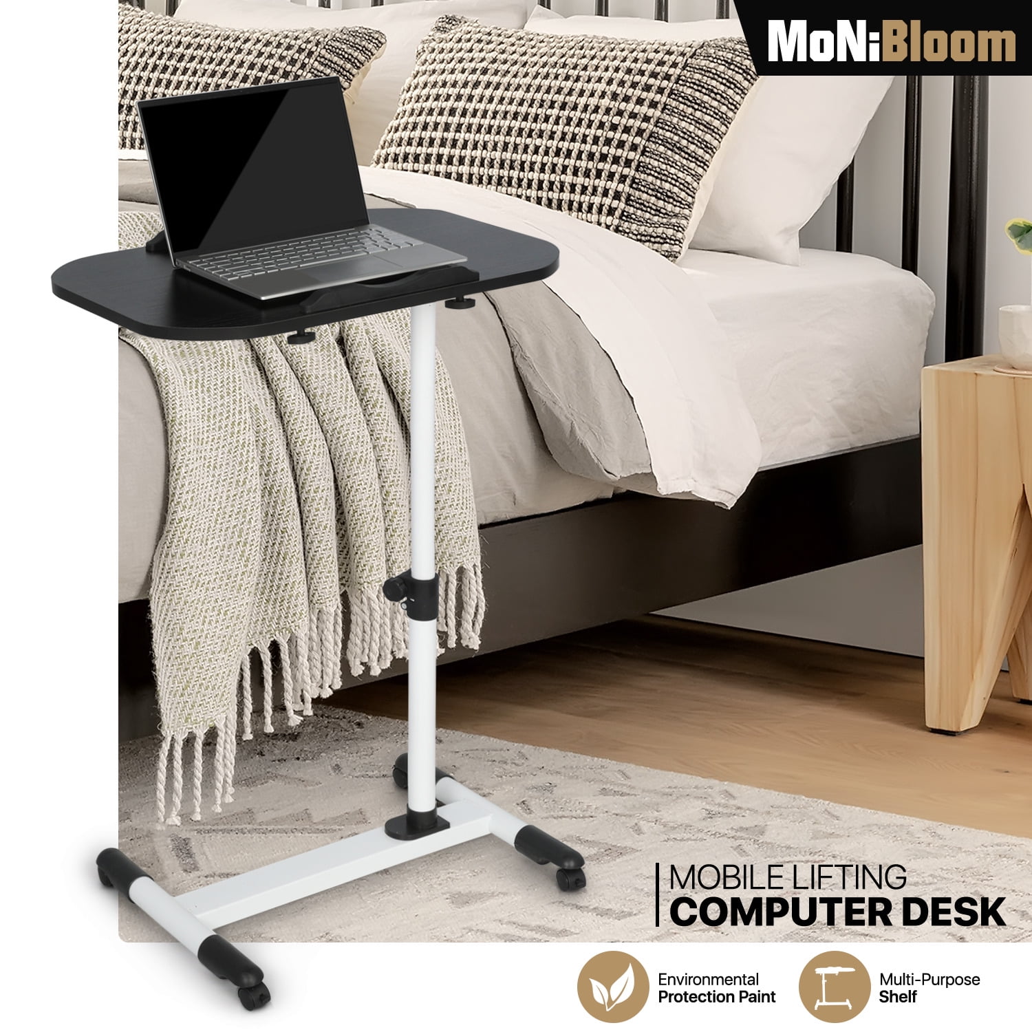 [SWIVEL ROLLING]Laptop Desk Adjustable Height Table Stand Home Sofa ...