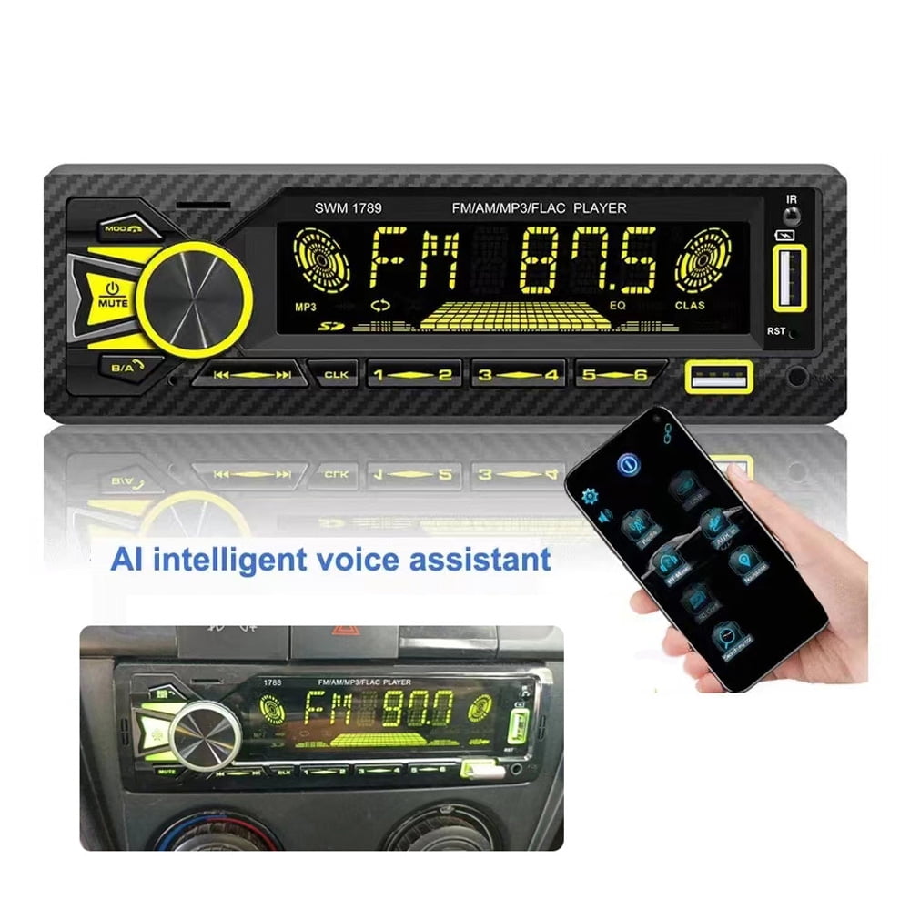 SWM 1789 Universal 12V Single 1 DIN In Dash Car Stereo Radio Head Unit ...