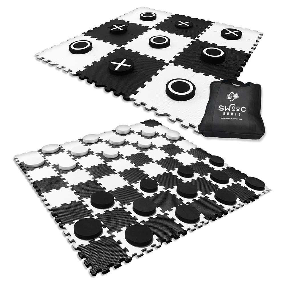 SWOOC Games - 2-in-1 OIF8 Reversible Giant Checkers & Tic Tac Game (4ft ...