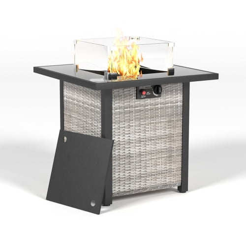 SWQQWEI 28''Propane Fire Pit Table,50000 BTU Gas Firepits Tempered ...