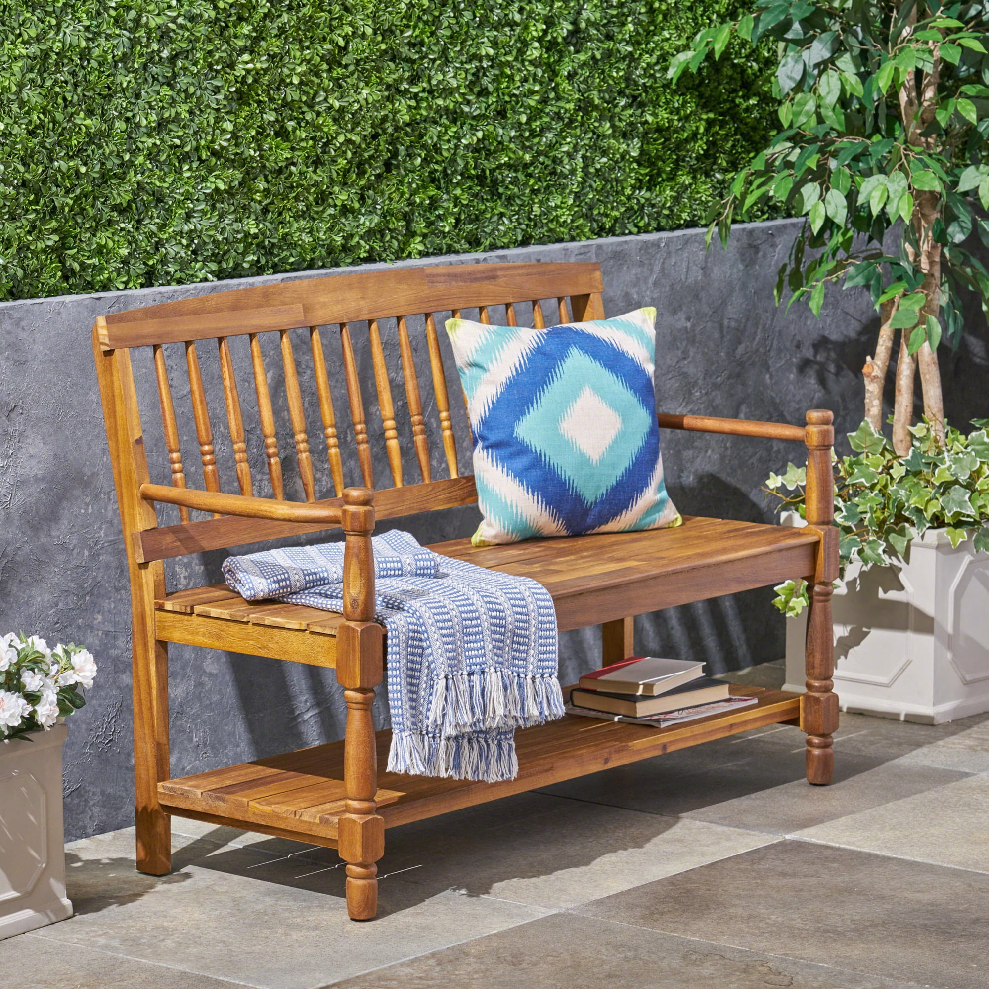 SWQQWEI 51'' Imperial Outdoor Garden Patio Bench,Wood Front Porch Bench ...