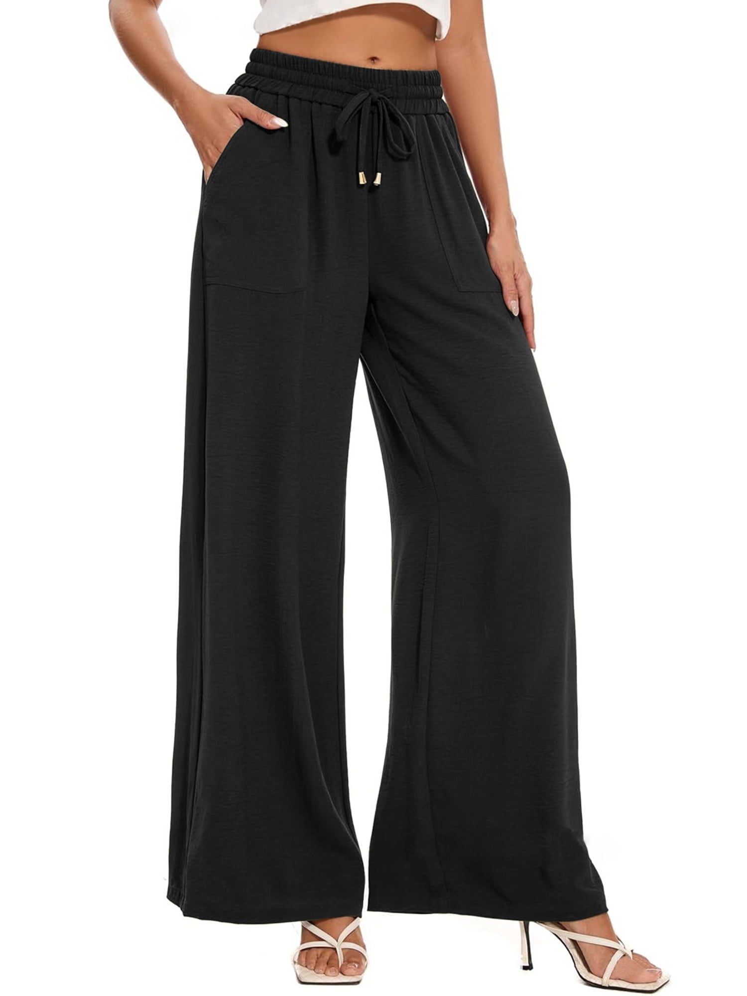 SWQZVT Pants for Women Wide Leg Dress Pants Casual High Waist ...