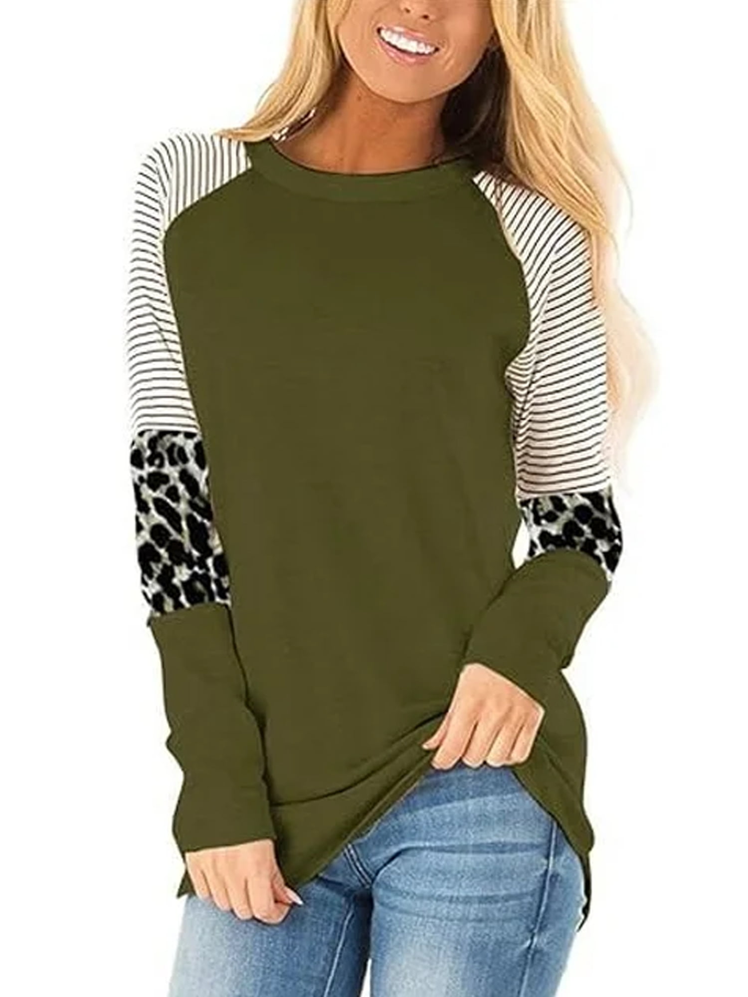 SWQZVT Womens Fall Tops Long Sleeve Shirts Crew Neck T-Shirts for Women ...