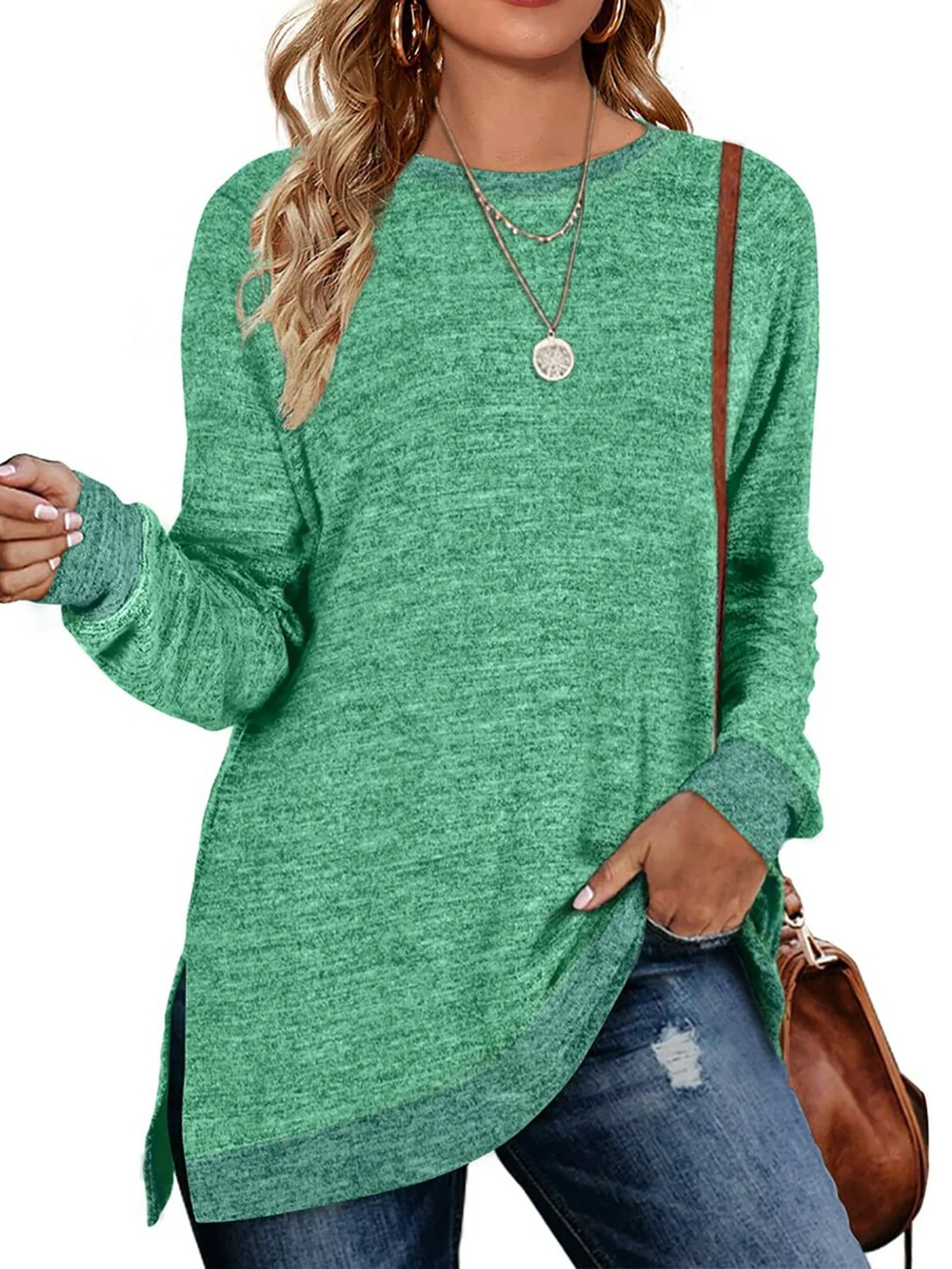 SWQZVT Long Sleeve Shirts for Women Fall Tops Fashion T Shrts Crew ...