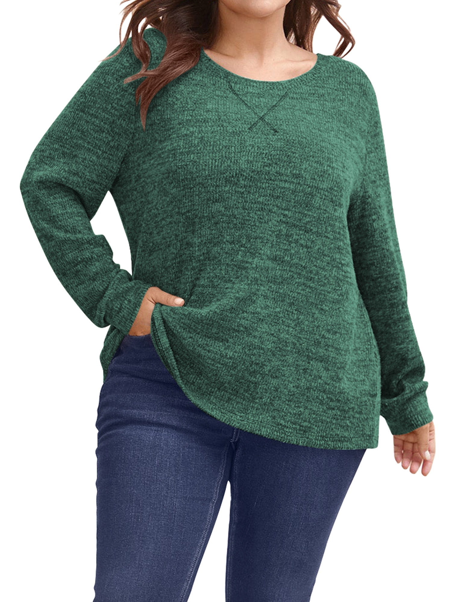 SWQZVT Plus Size Tops for Women Long Sleeve Oversize Sweaters Fall ...