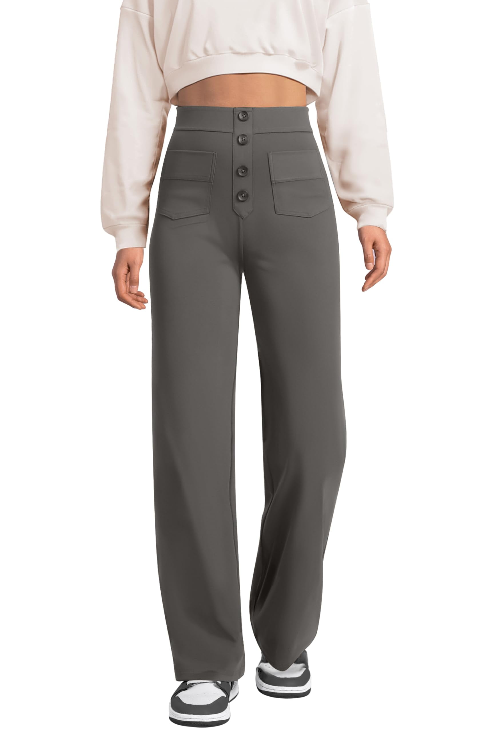 SWQZVT Wide Leg Pants Womens Yoga Pants with Pockets Stretch Loose ...