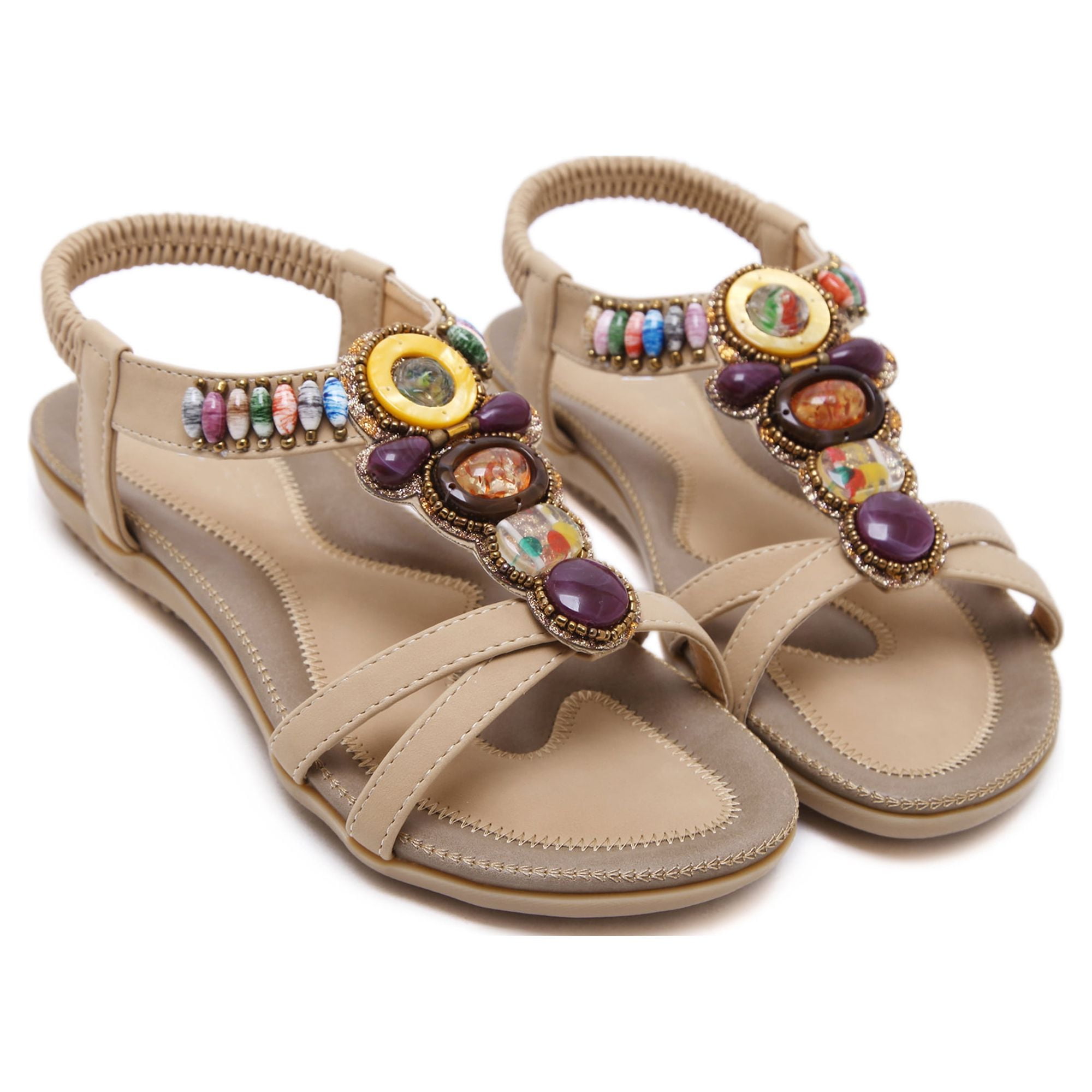 SWQZVT Women's Slide Flat Sandals Comfortable Slip On Sandals for Women ...