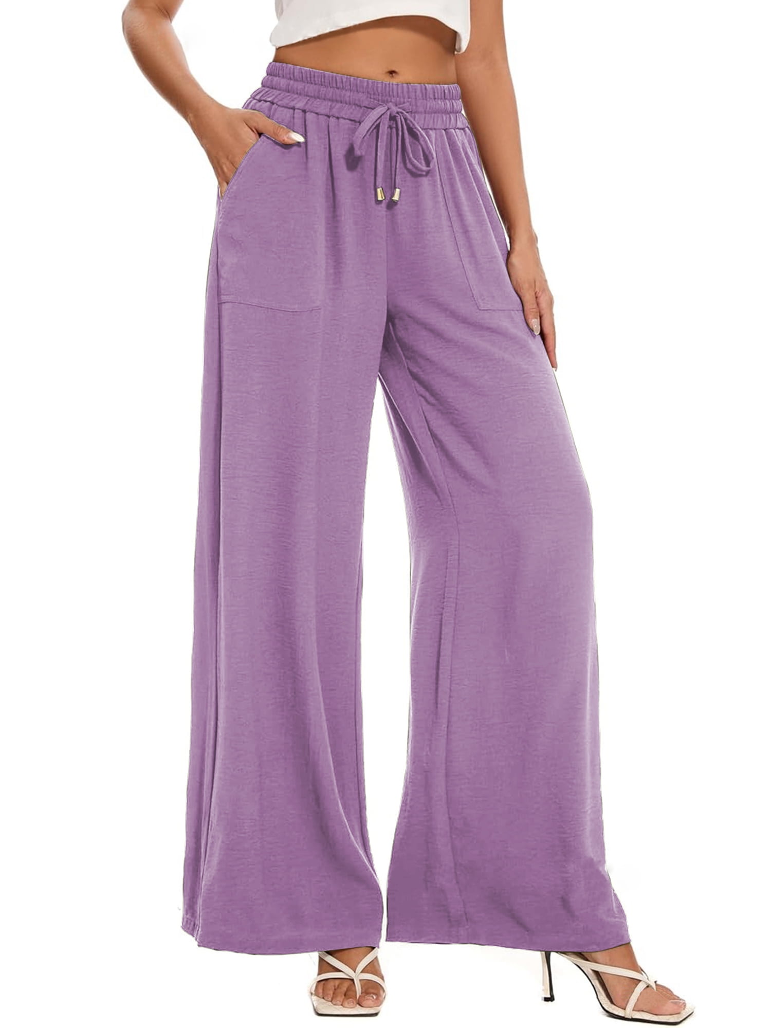 SWQZVT Womens Pants Casual Wide Leg Palazzo Lounge Pants Comfy High ...