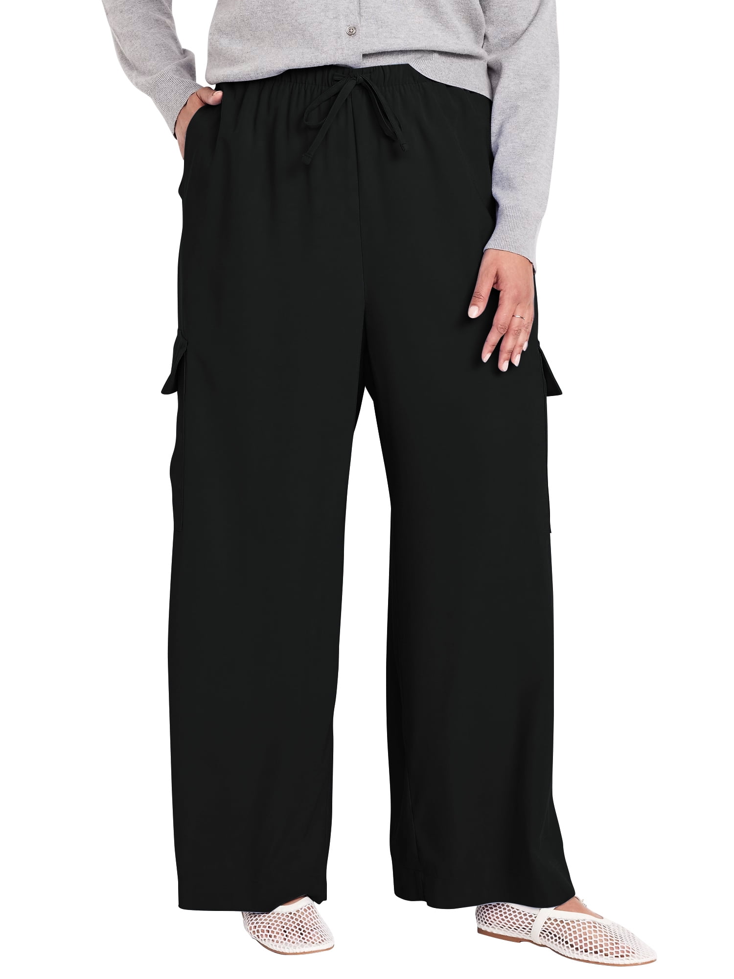 SWQZVT Womens Pants Plus Size Cargo Pants for Women Wide Leg Elastic ...