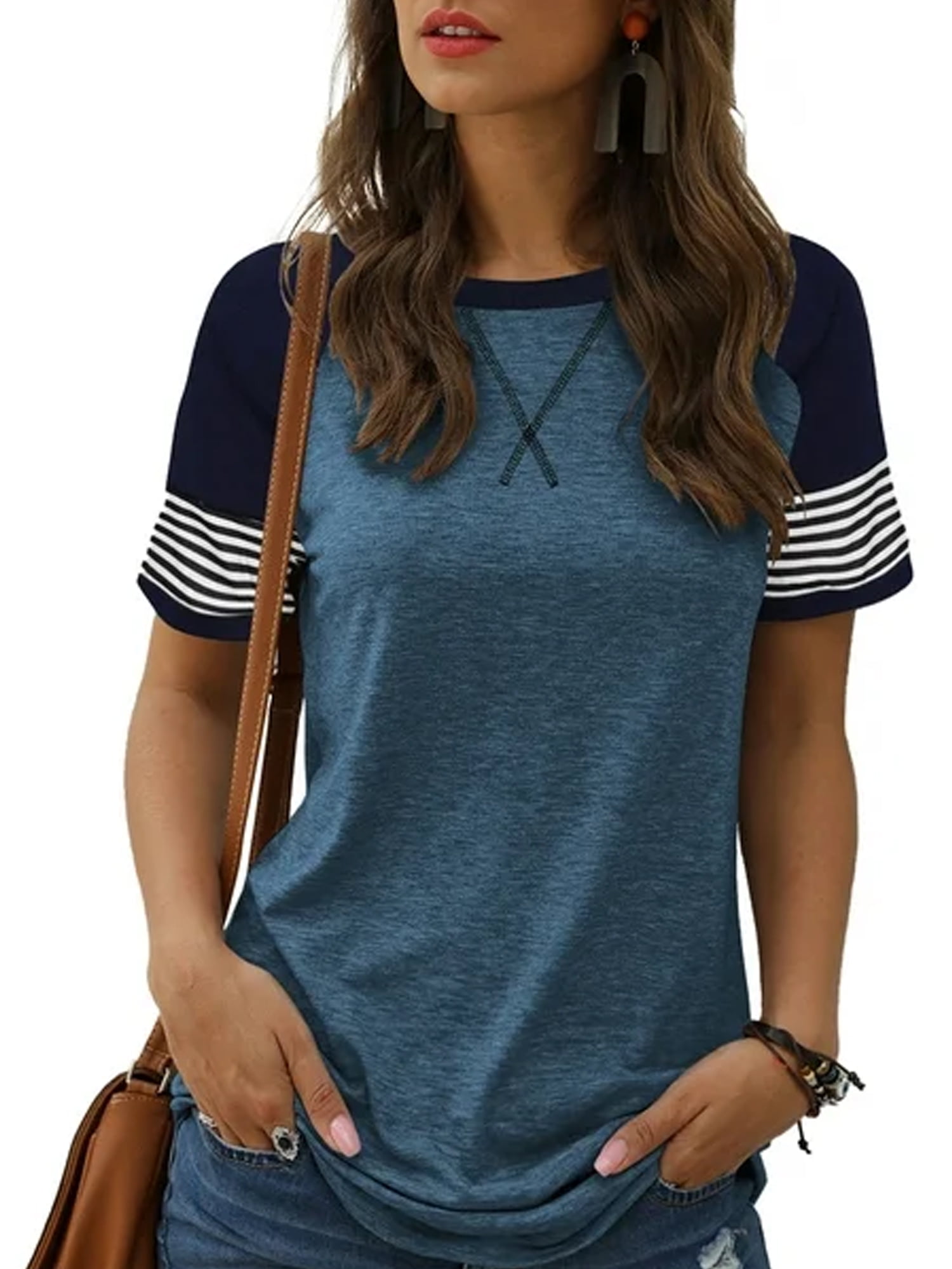 Swqzvt Womens Shirts Summer Short Sleeve Tops Going Out Tops For Women