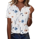 SWQZVT Womens Summer Tops Casual Short Sleeve V Neck Shirts Business ...