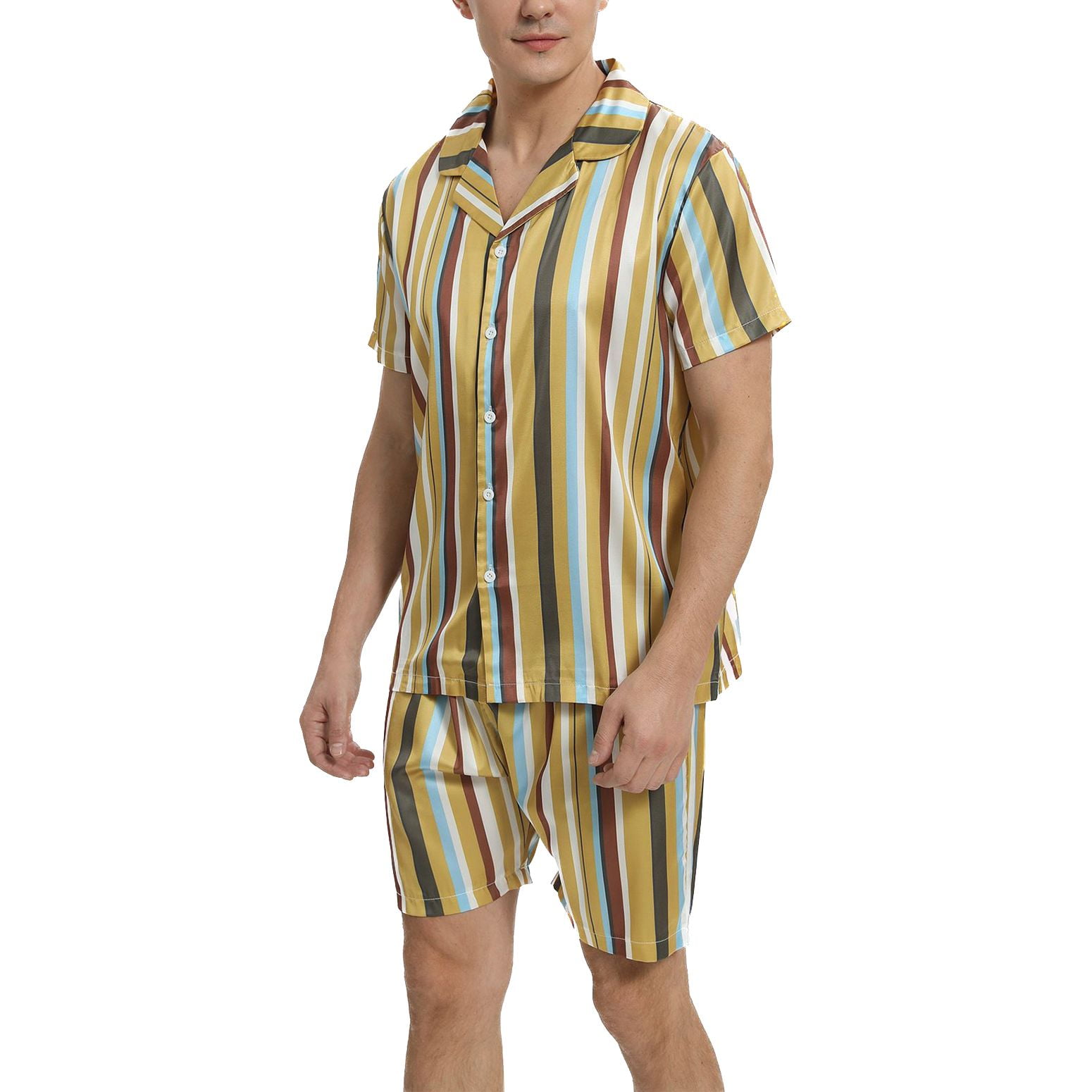 SWSMCLT Men's 2 Piece Pajama Set Summer Lightweight Lounge Spring Pjs ...